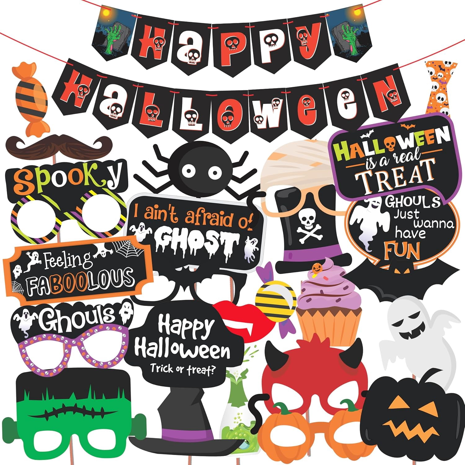 Wobbox Halloween Decorations Set which Includes Happy Halloween Banner ...