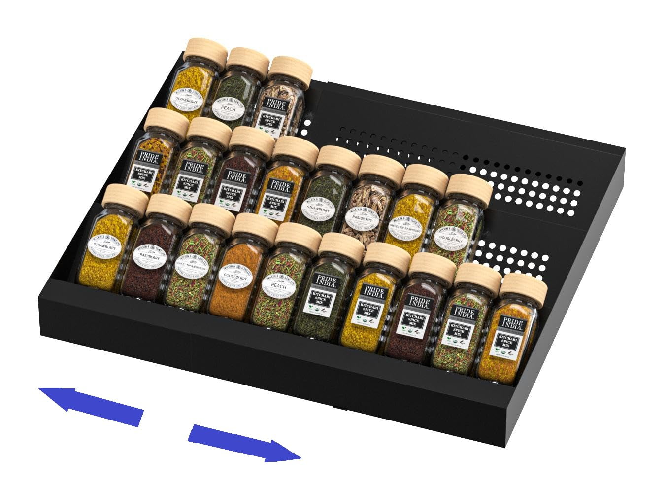 Wobmmi Expandable Metal Spice Drawer Organizer,3-Tier Slanted Seasoning ...