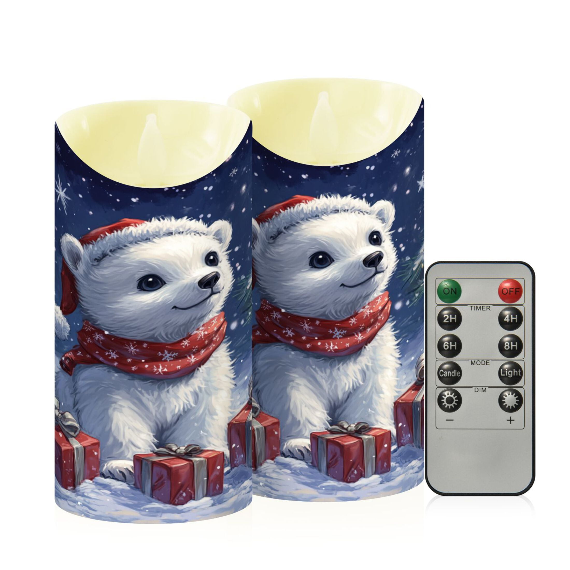 Wobogo A Cute White Polar Bear Flameless Candles with Remote Battery ...