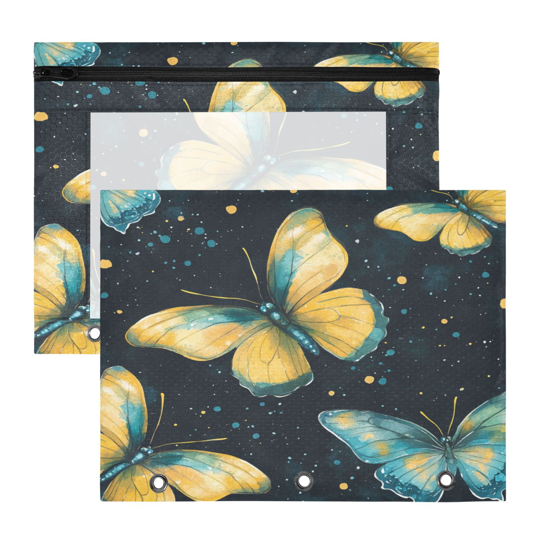 Wobogo A Pattern Of Yellow Butterflies with Teal Wings A4 Size Clear ...