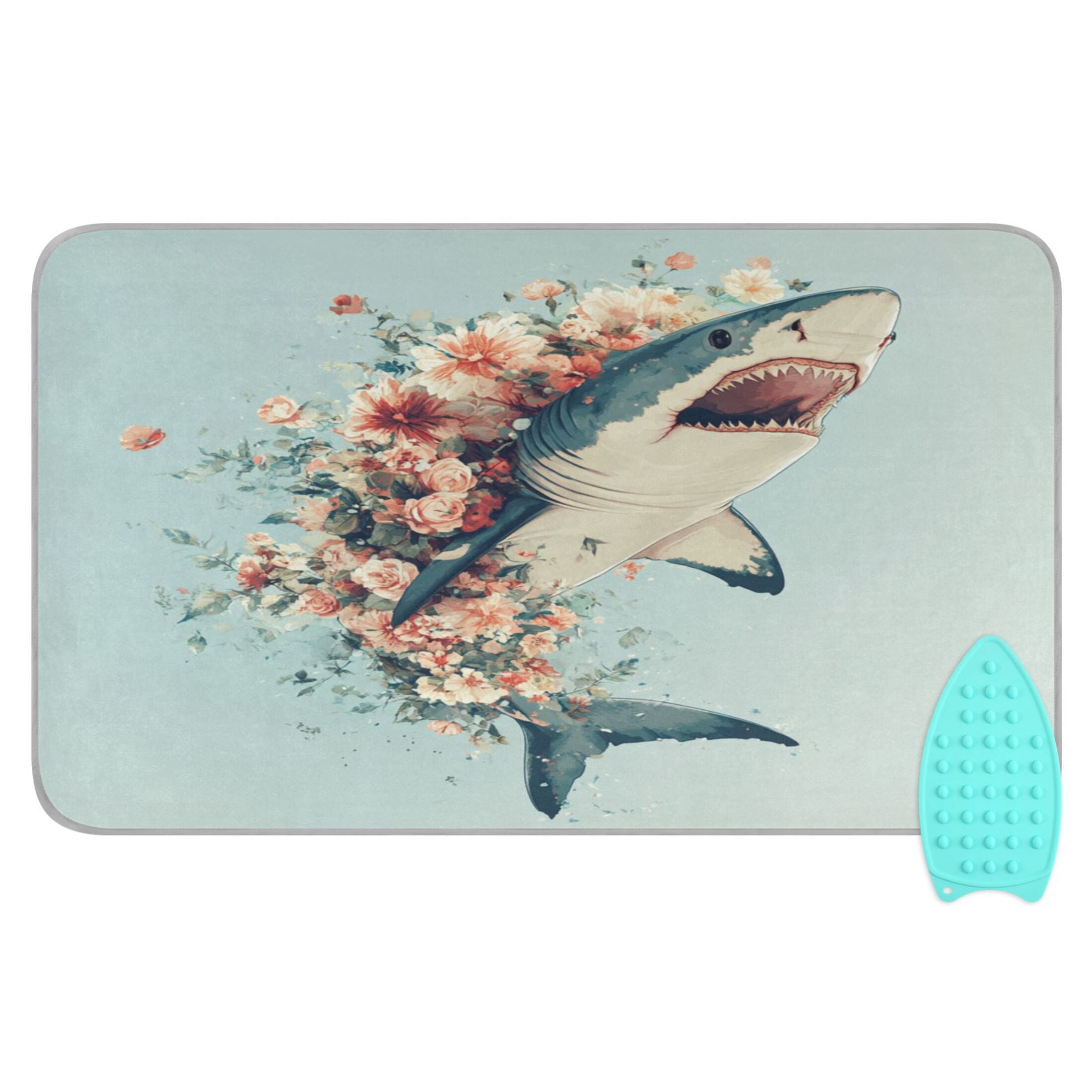 Wobogo A Shark Full Of Flowers Ironing Mat Blanket Quilted Washer Dryer ...