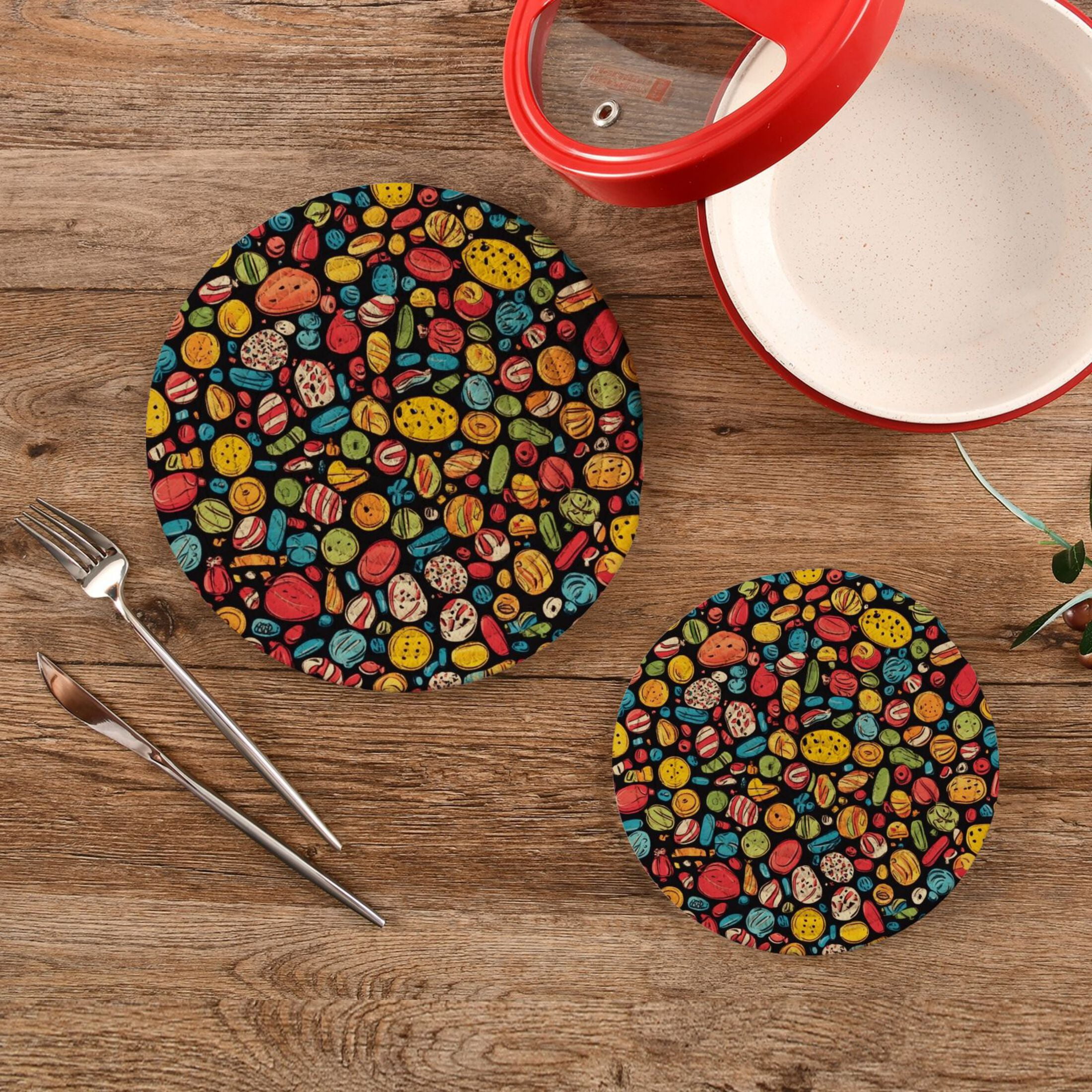 Wobogo A Variety Of Snack Patterns Trivets Potholders Set of 2 Cotton ...