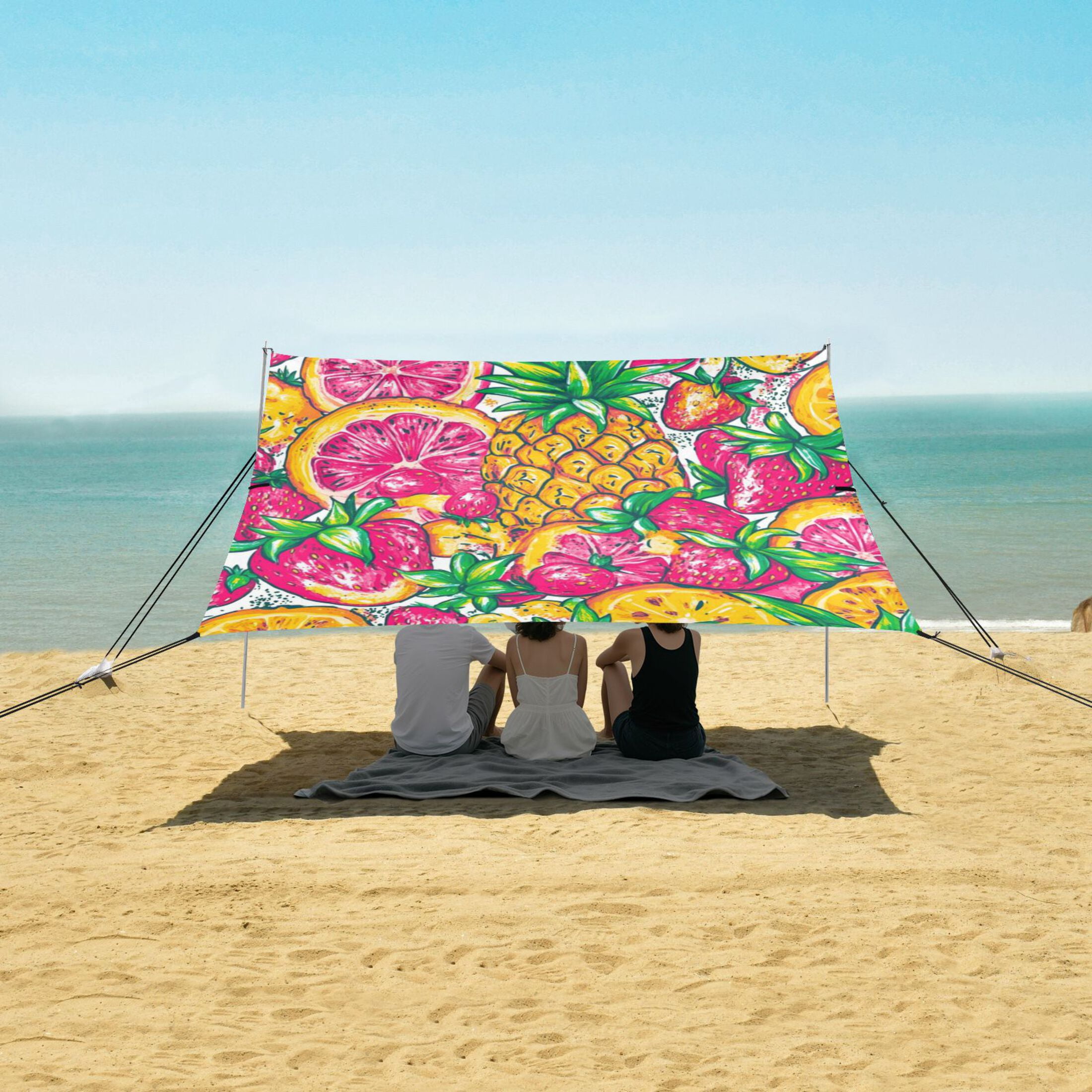 Wobogo A Vibrant Summer Pattern with Colorful Fruits Beach Tent Camping ...