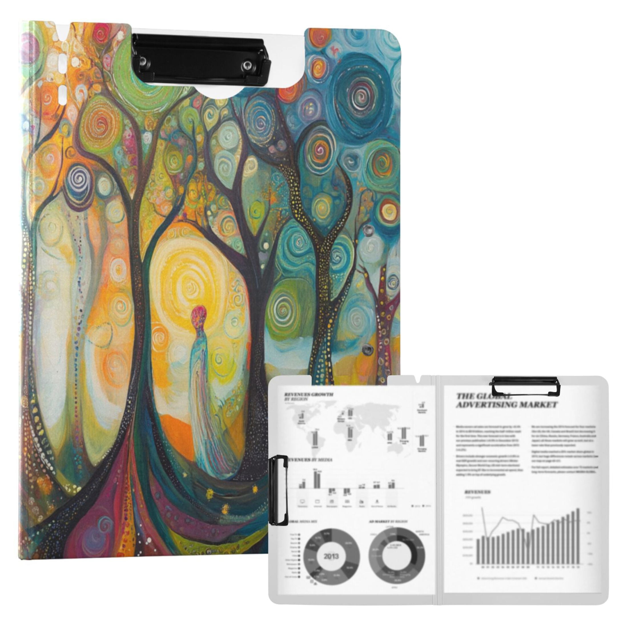 Wobogo Abstract Forest A4 Foldable Clipboard with Horizontal and ...