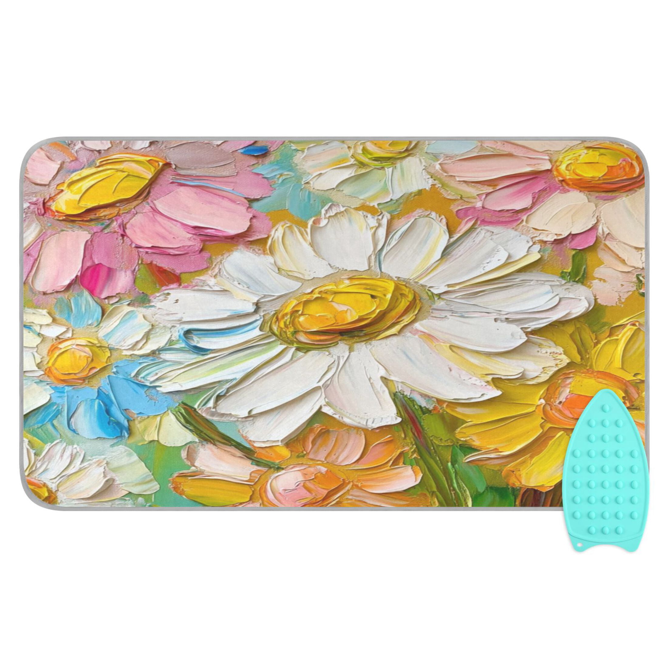Wobogo Abstract Oil Painting Flowers Ironing Mat Blanket Quilted Washer ...