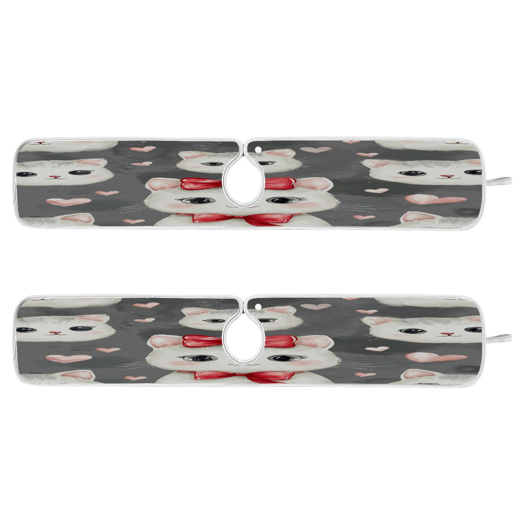 Wobogo Adorable White Cats Pattern Faucet Drying Mat Set of 2 Sponge ...