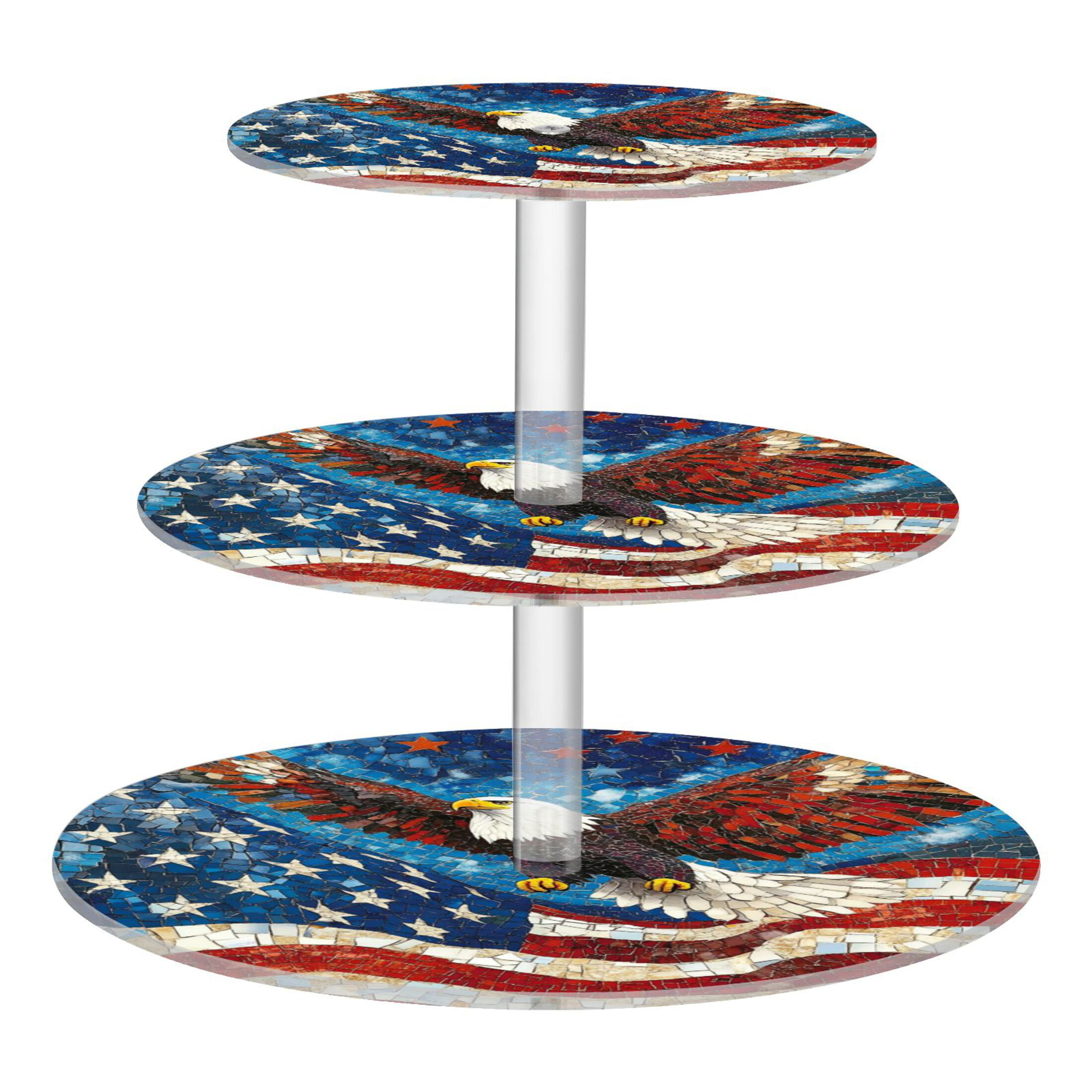 Wobogo American Flag Bald Eagle 3 Tier Acrylic Cake Stand with Clear ...