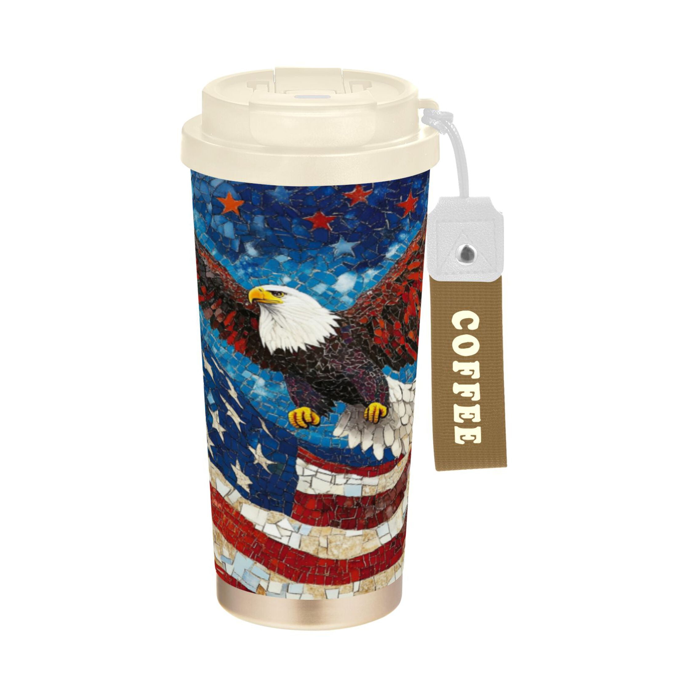 Wobogo American Flag Bald Eagle Double Drinking Coffee Cup Insulated ...