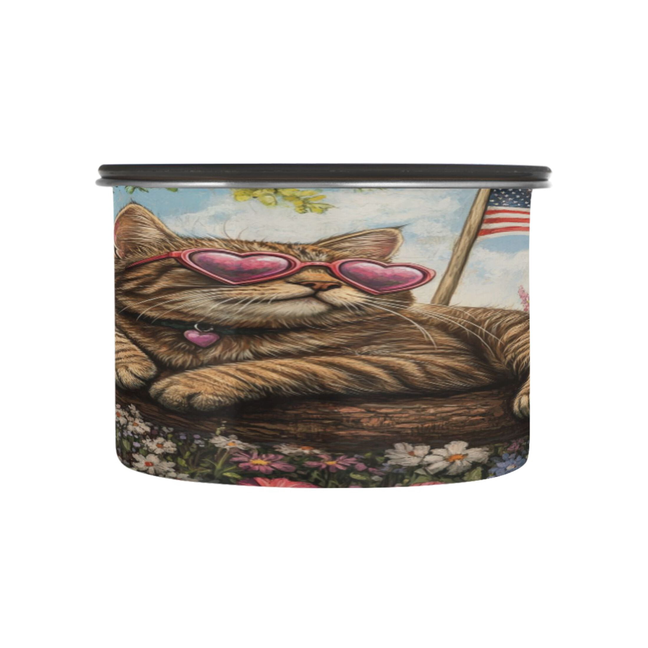 Wobogo American Flag Flower Cat Food Storage Jars 304 Food Grade ...