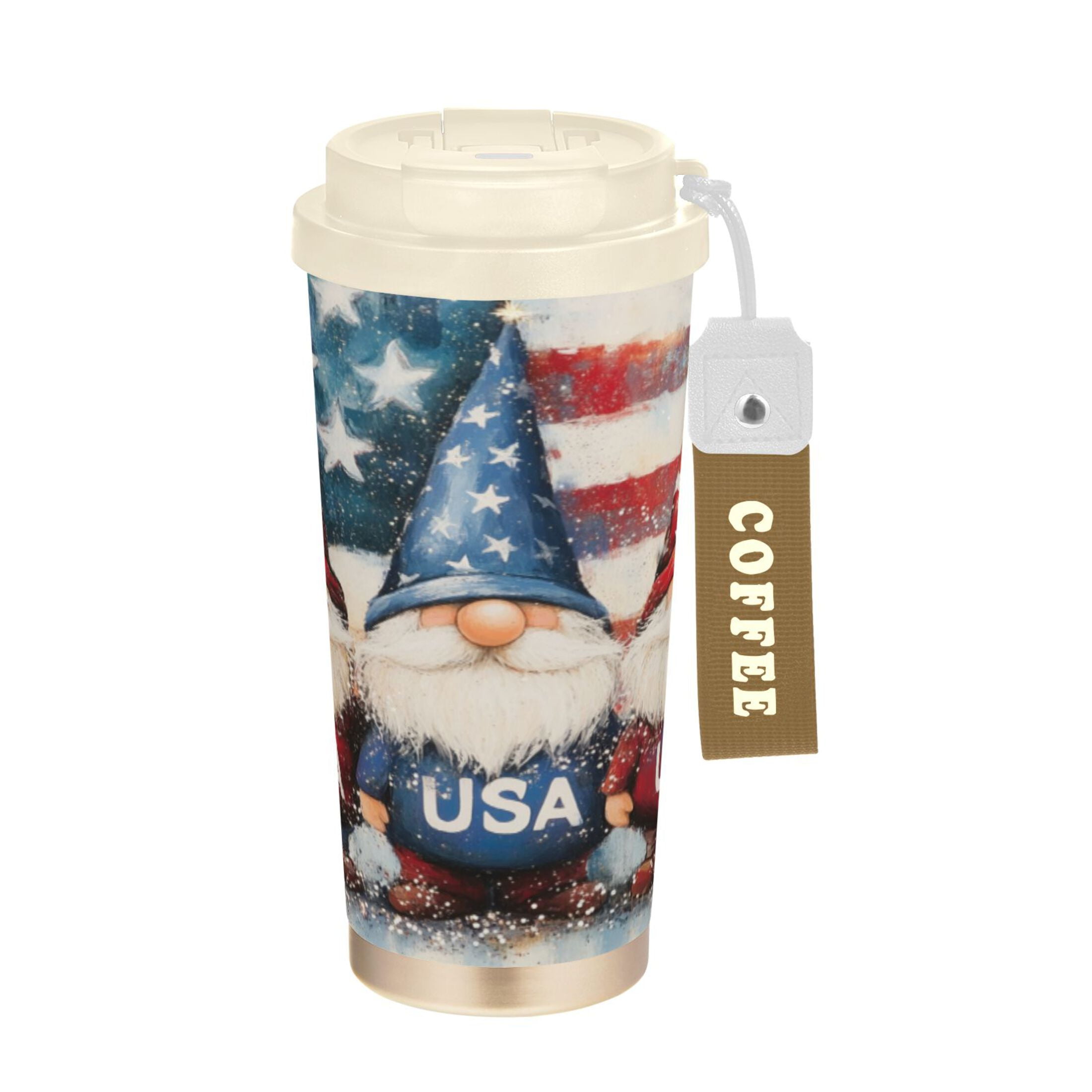 Wobogo American Flag Gnome Double Drinking Coffee Cup Insulated Mug ...