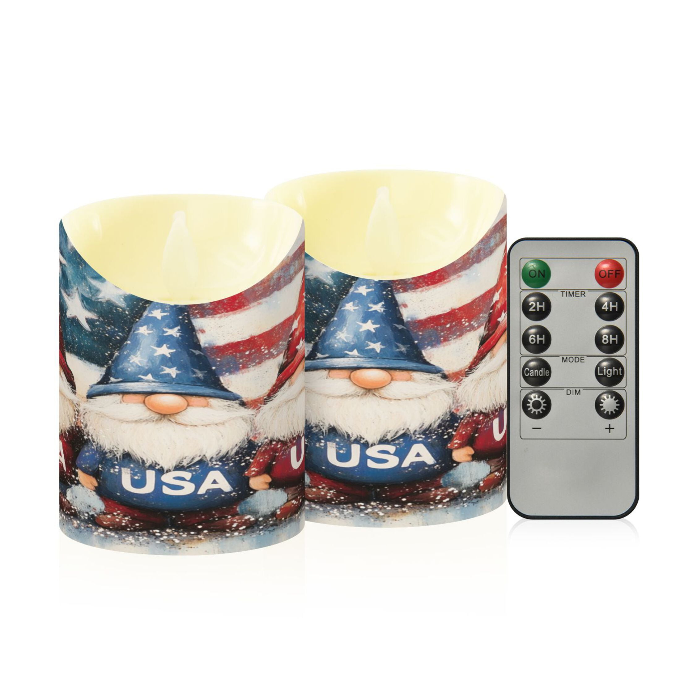 Wobogo American Flag Gnome Flameless Candles with Remote Battery ...