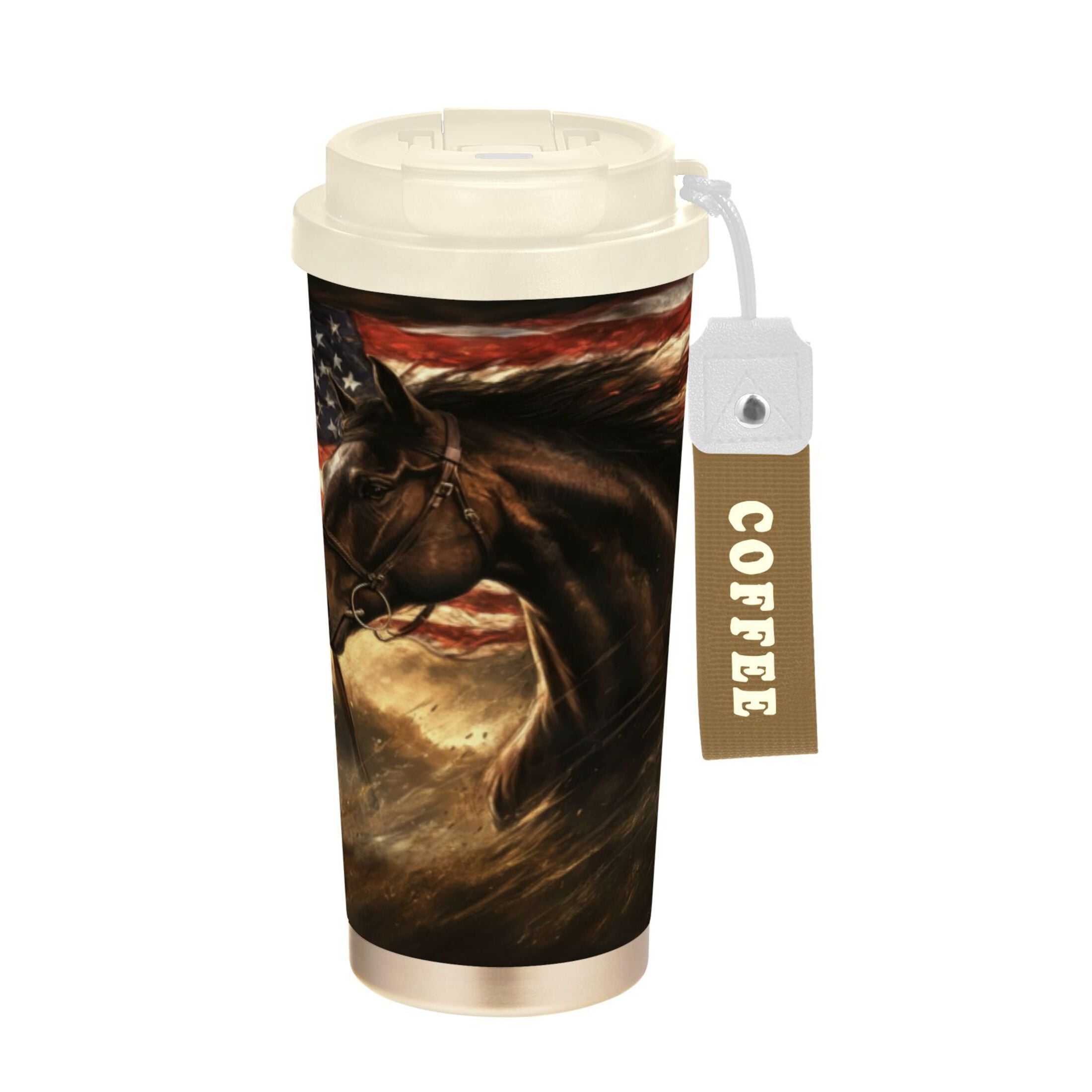 Wobogo American Flag Horse Double Drinking Coffee Cup Insulated Mug ...