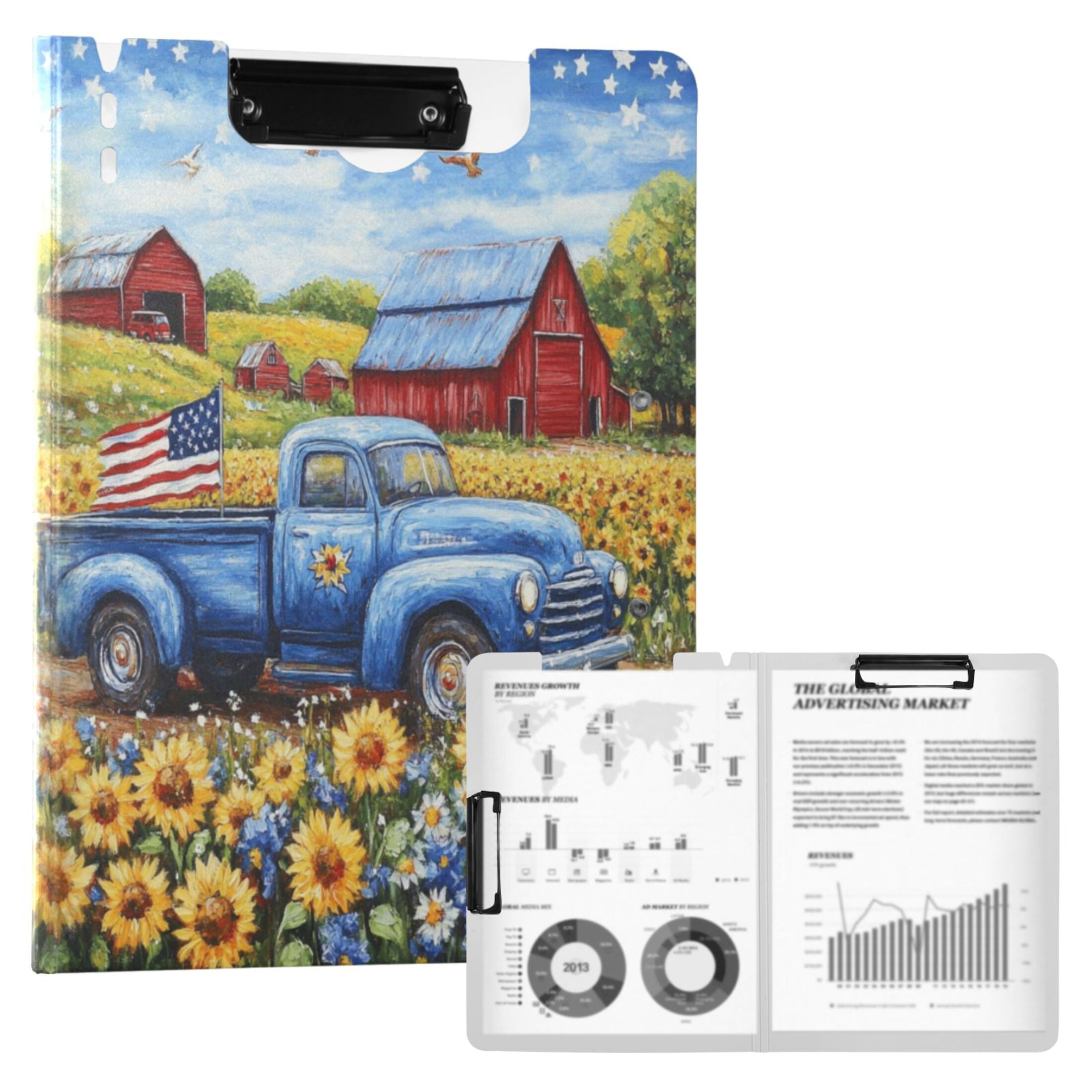 Wobogo American Flag Truck A4 Foldable Clipboard with Horizontal and ...