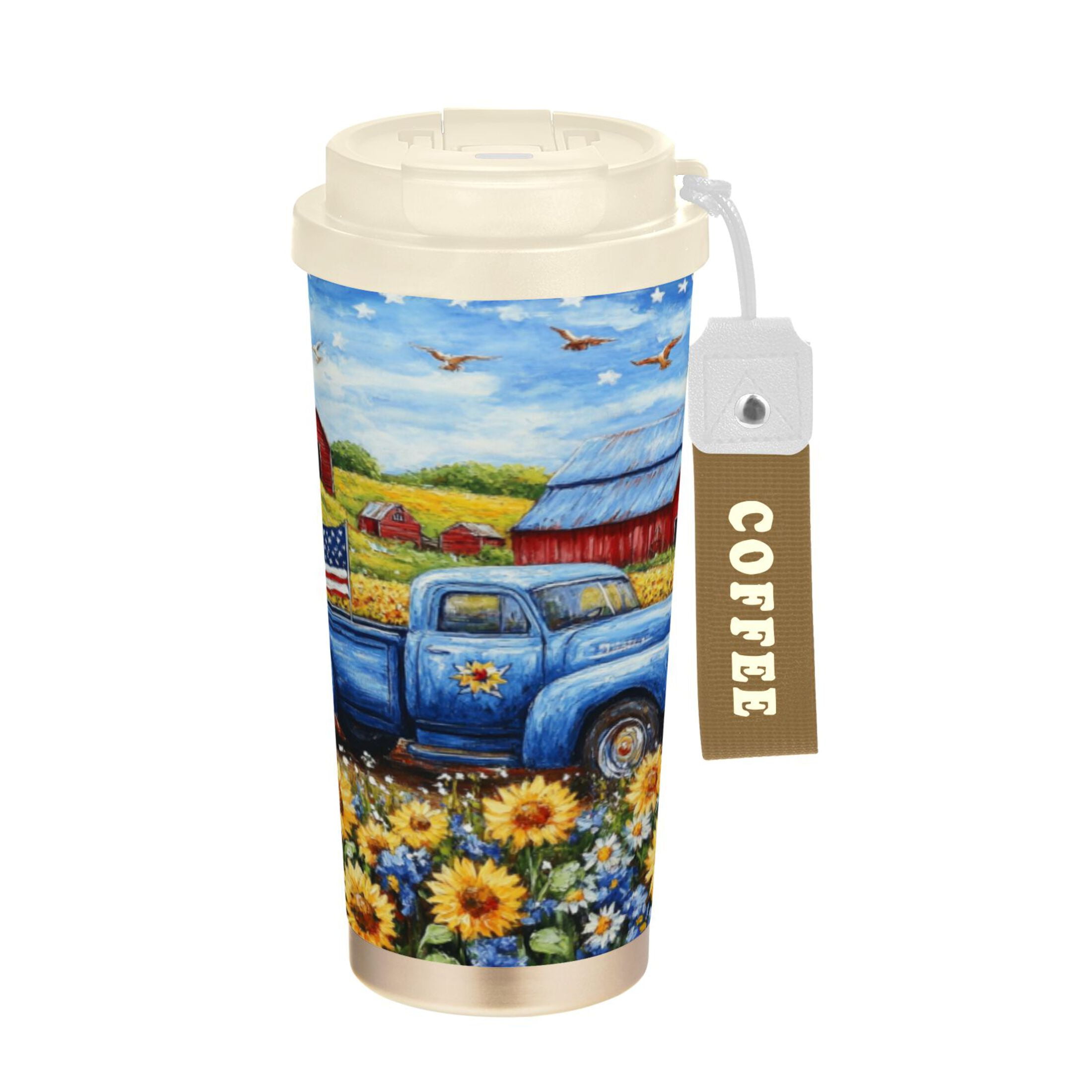Wobogo American Flag Truck Double Drinking Coffee Cup Insulated Mug ...