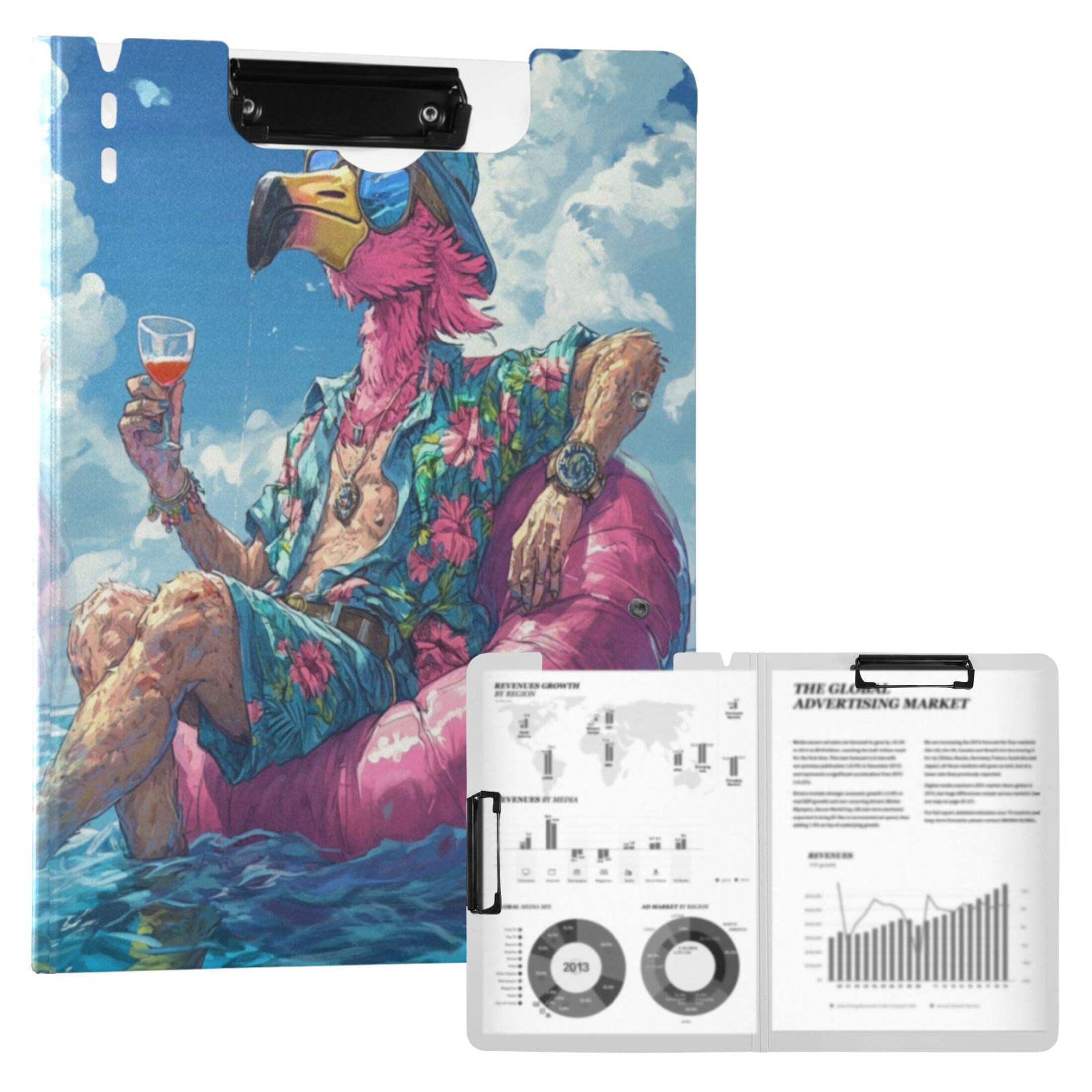 Wobogo Anime Flamingo A4 Foldable Clipboard with Horizontal and ...