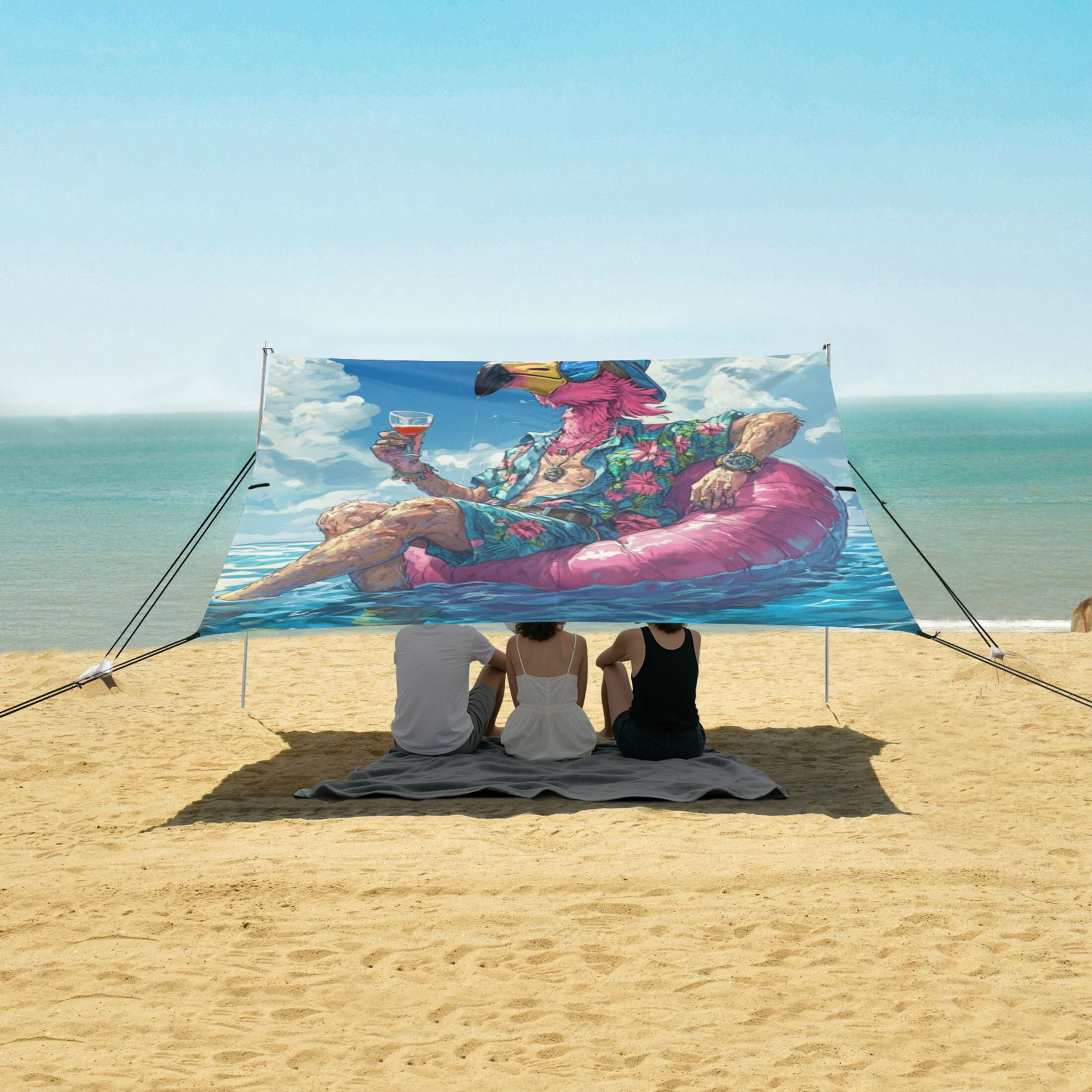 Wobogo Anime Flamingo Beach Tent Camping Sun Shelter 110 x 125in UPF50 ...