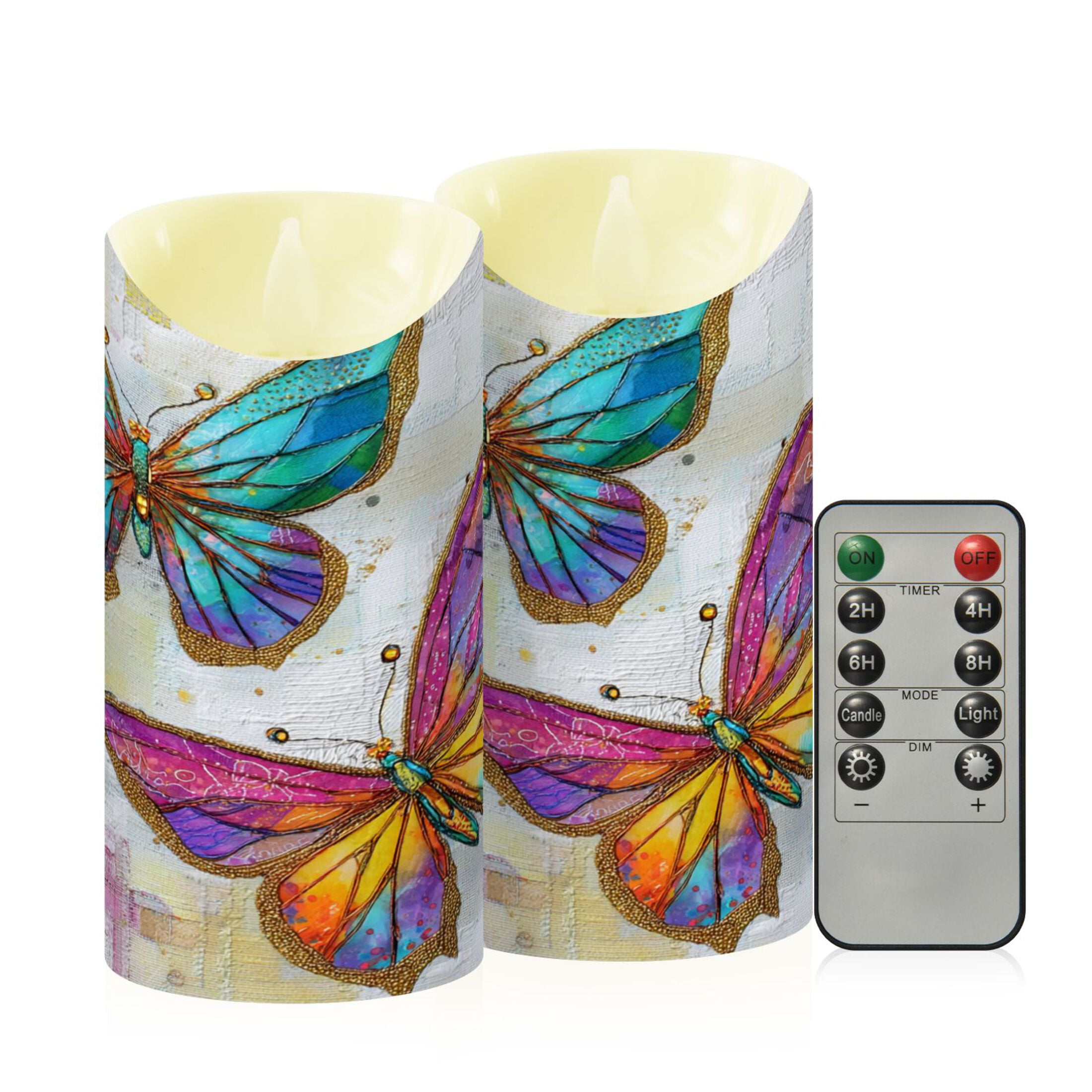 Wobogo Artistic Butterfly Flameless Candles with Remote Battery ...