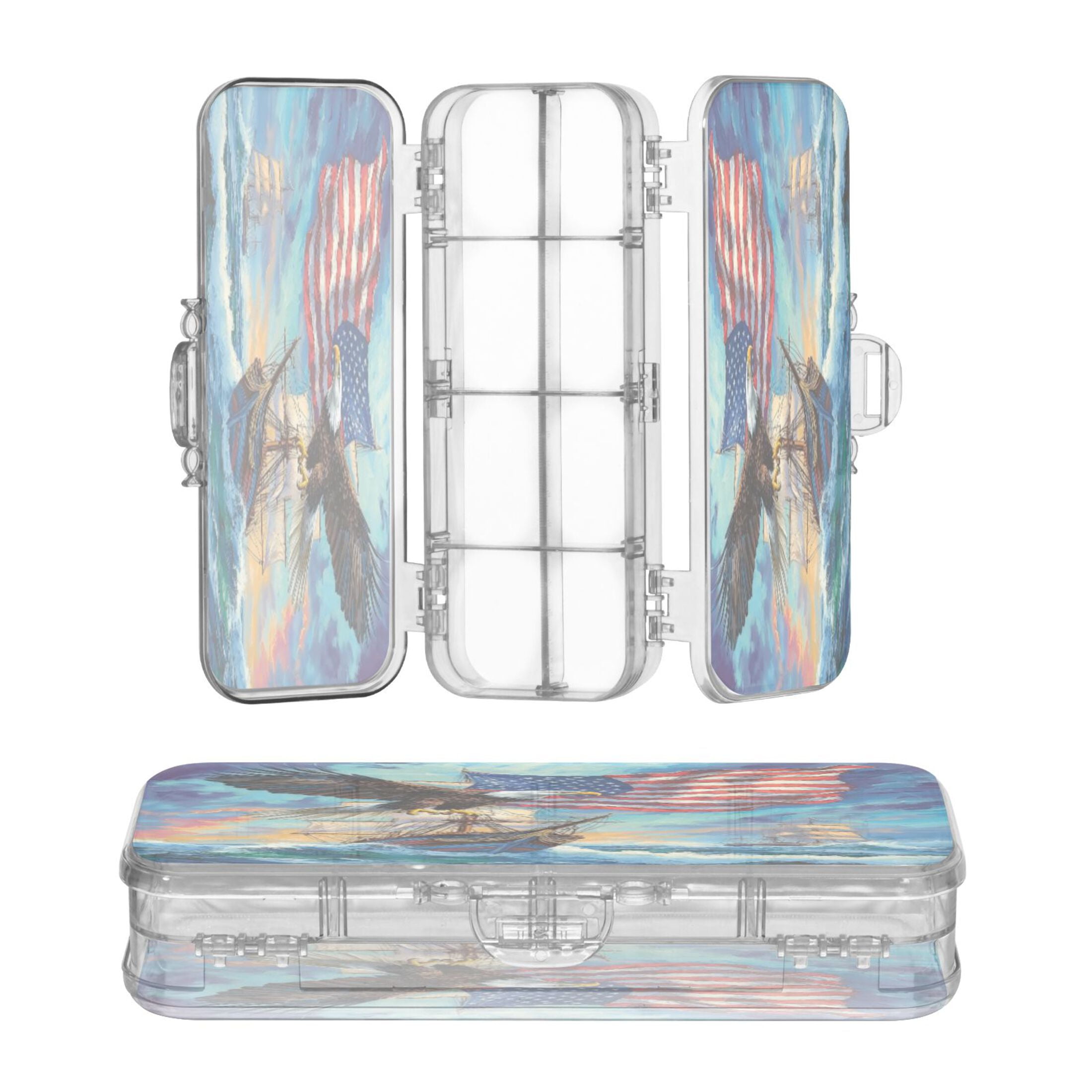 Wobogo Bald Eagle Sailboat Clear Pencil Case Plastic Pencilboxes ...