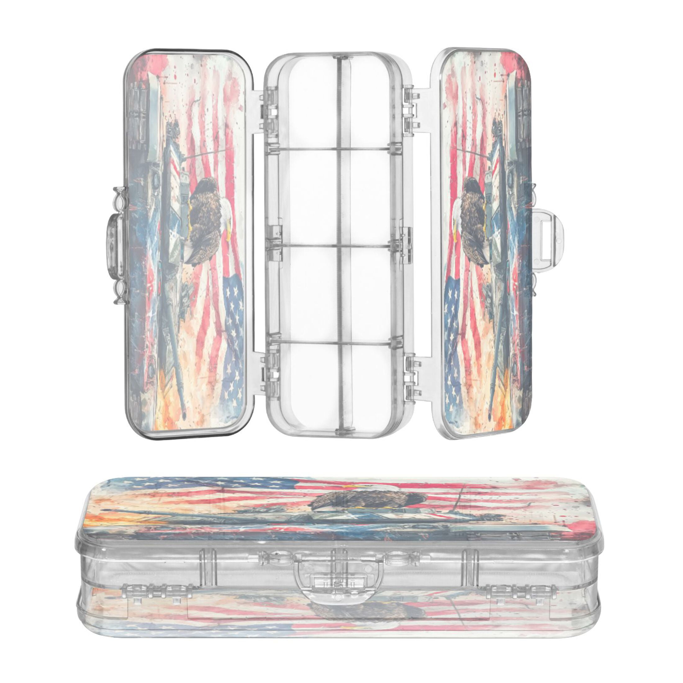 Wobogo Bald Eagle Tank Clear Pencil Case Plastic Pencilboxes Stackable ...
