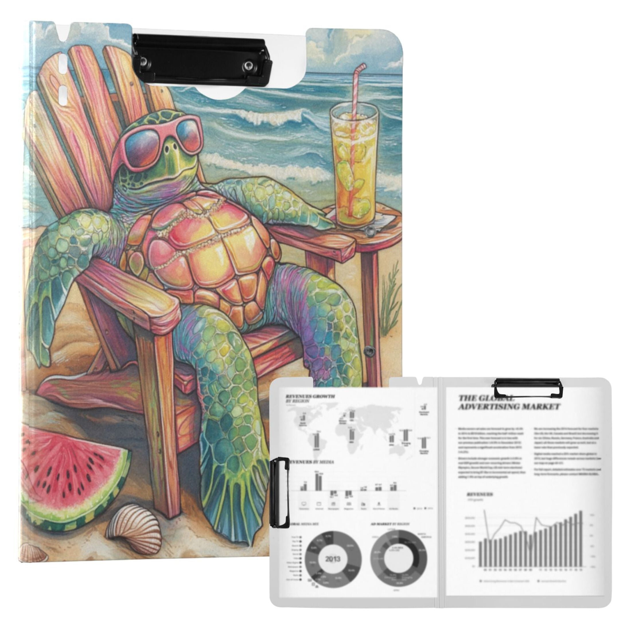 Wobogo Beach Turtles A4 Foldable Clipboard with Horizontal and Vertical ...