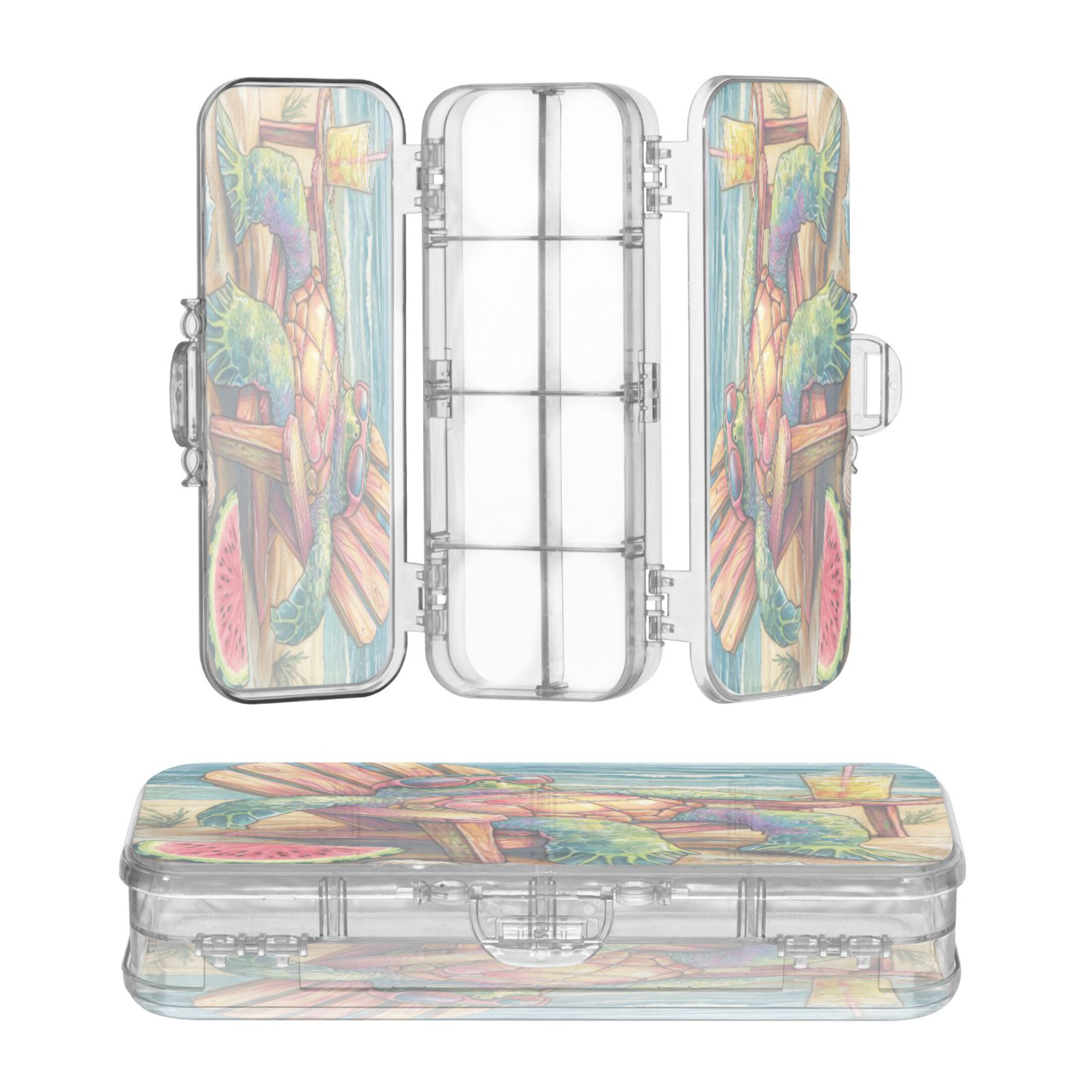 Wobogo Beach Turtles Clear Pencil Case Plastic Pencilboxes Stackable ...