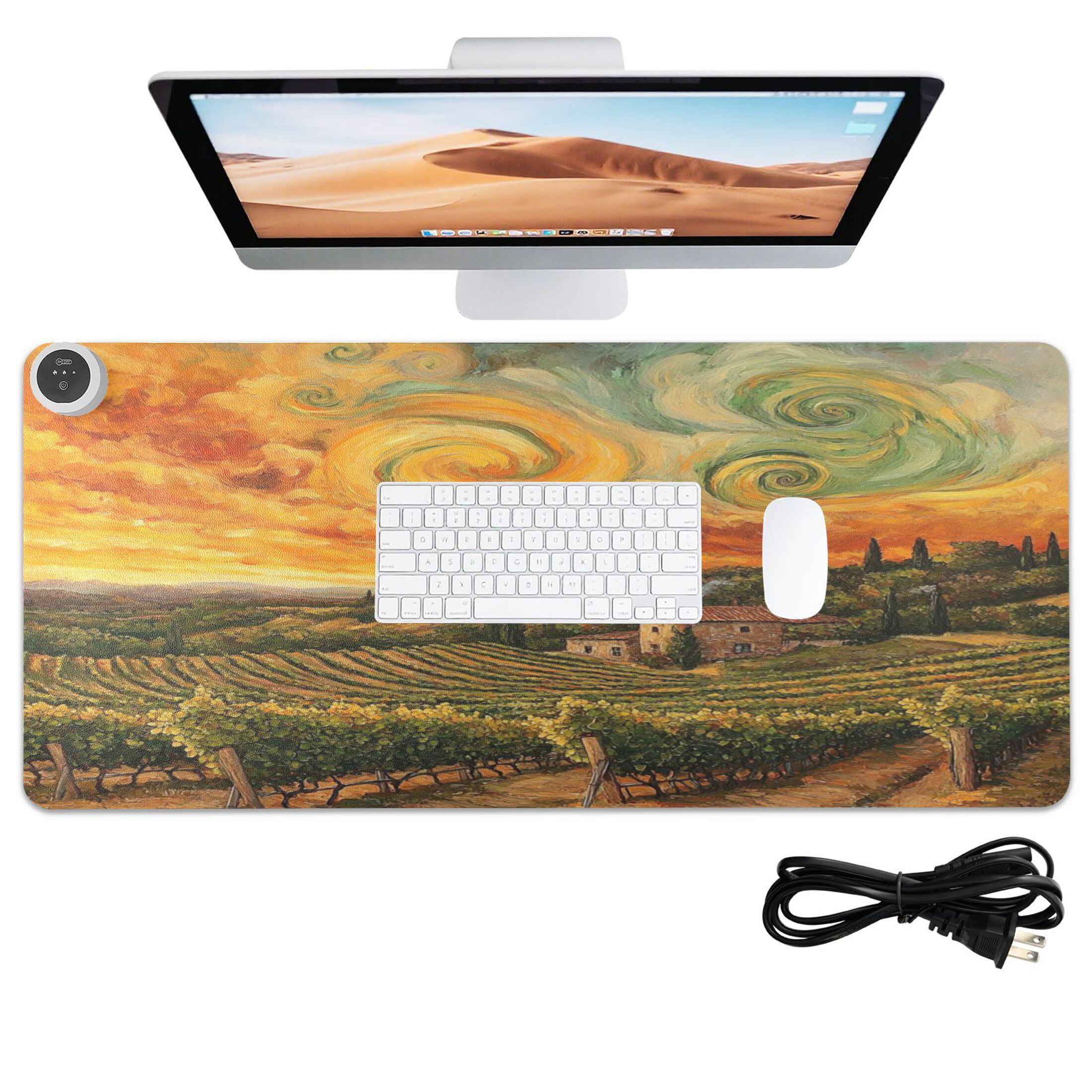 Wobogo Beautiful Vineyard Heated Mouse Pad Extra-Large Desk Mat With 3 ...