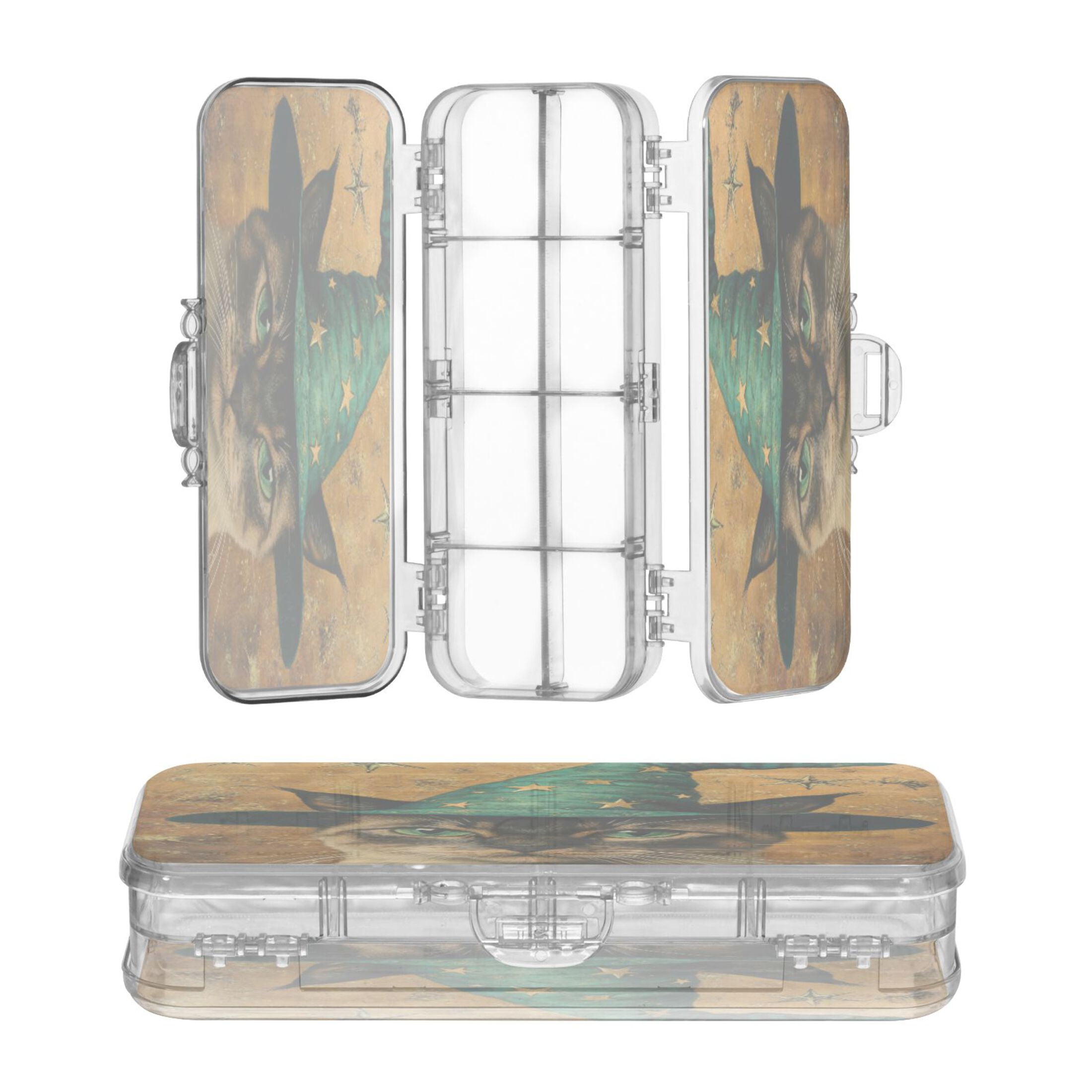 Wobogo Bengal Cat Clear Pencil Case Plastic Pencilboxes Stackable ...