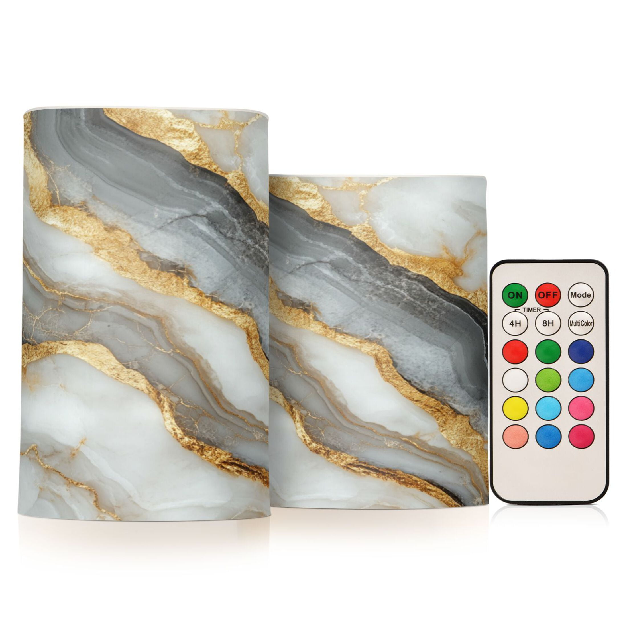 Wobogo Black Gold Marble Pattern Combo Flameless Flickering Candle ...