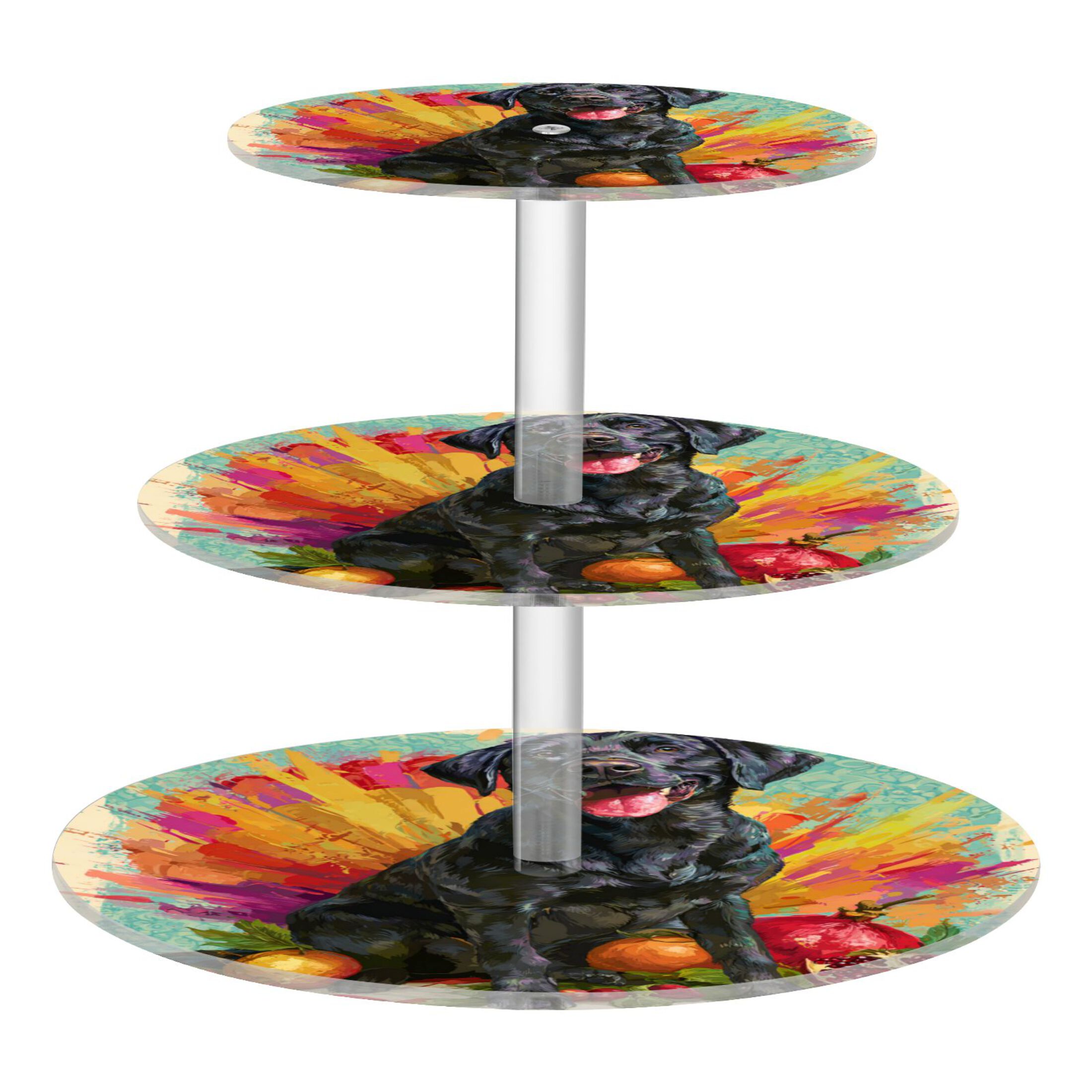Wobogo Black Labrador 3 Tier Acrylic Cake Stand with Clear Round Hold ...