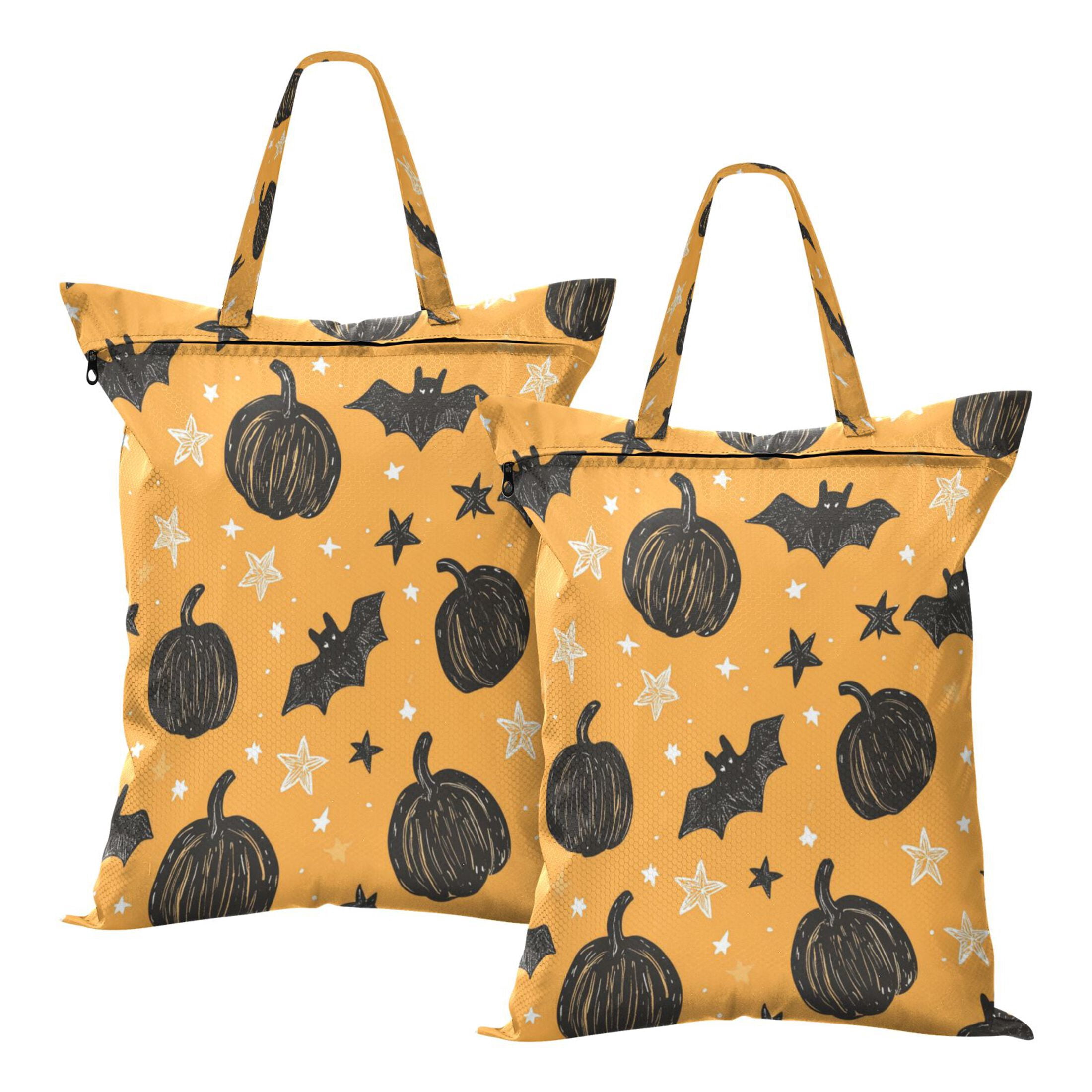 Wobogo Black Pumpkins and Bats on An Orange Background Travel Laundry ...