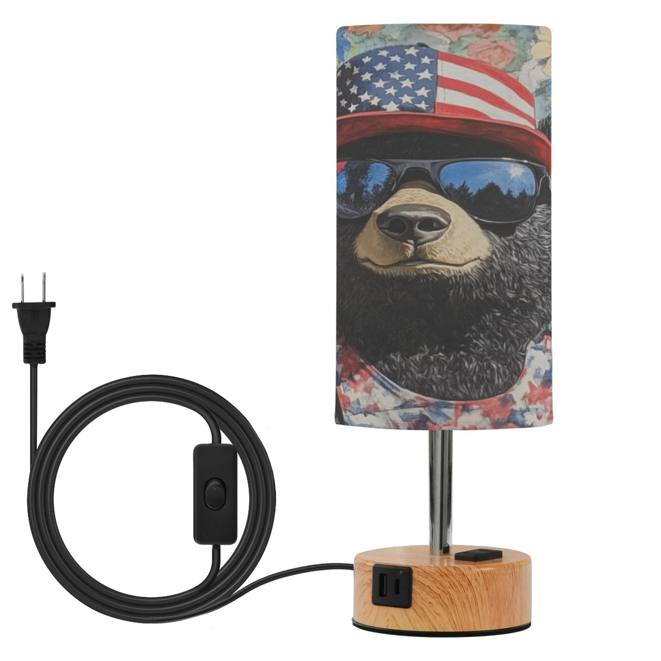 Wobogo Black Teddy Bear Bedside Lamp Touch Control Table Lamp with USB ...
