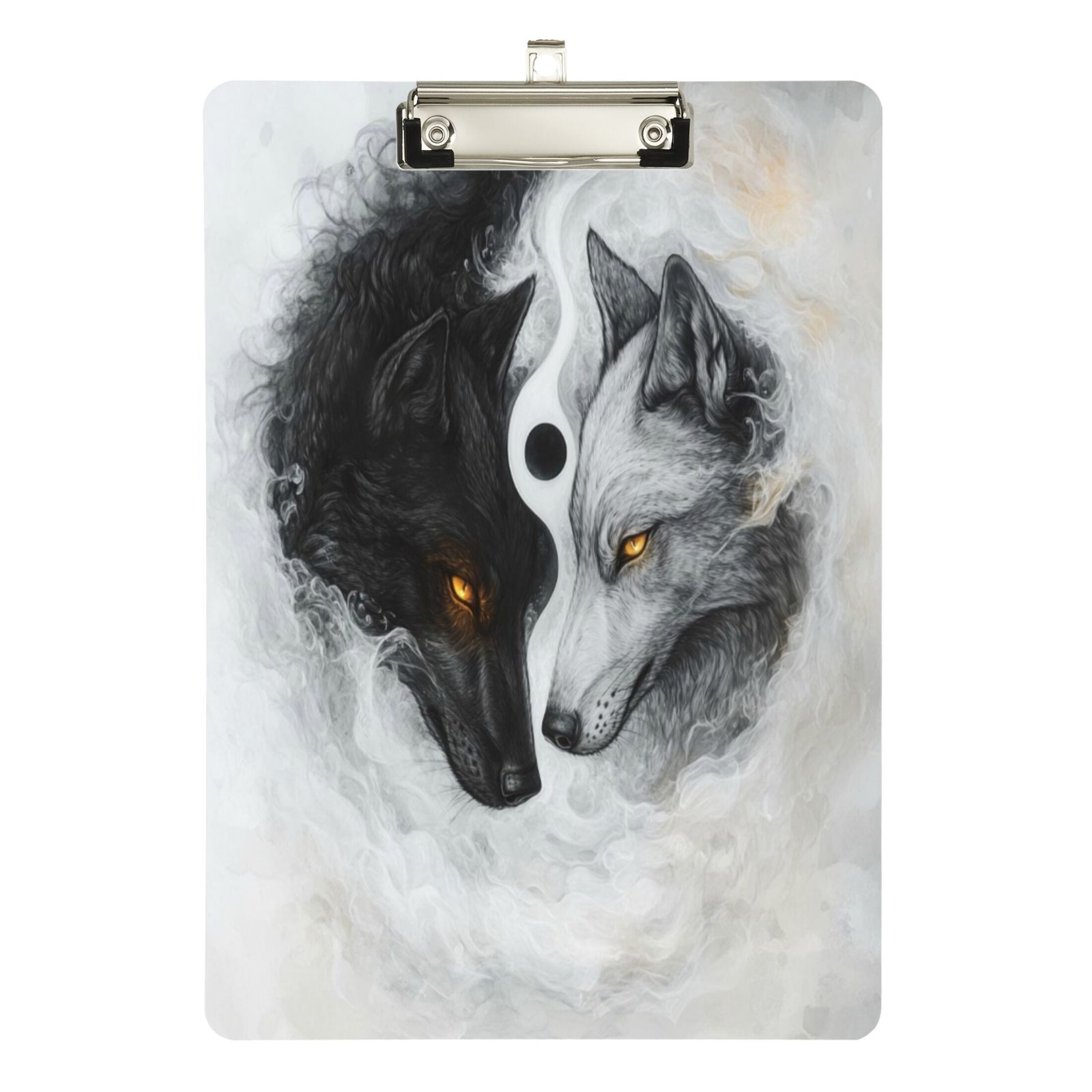 Wobogo Black White Wolf Pattern Acrylic A4 Clipboards Silver Clip ...
