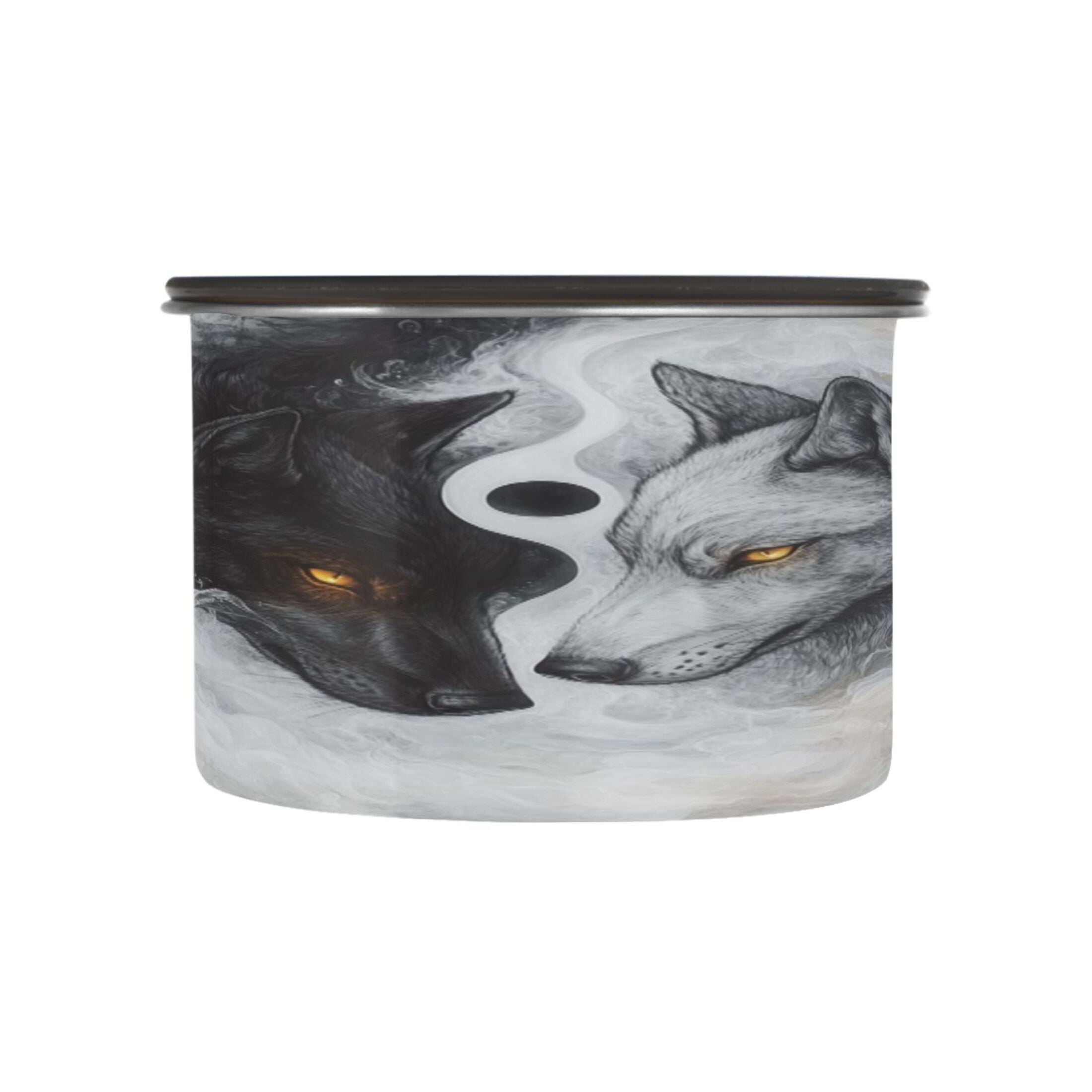 Wobogo Black White Wolf Pattern Food Storage Jars 304 Food Grade ...