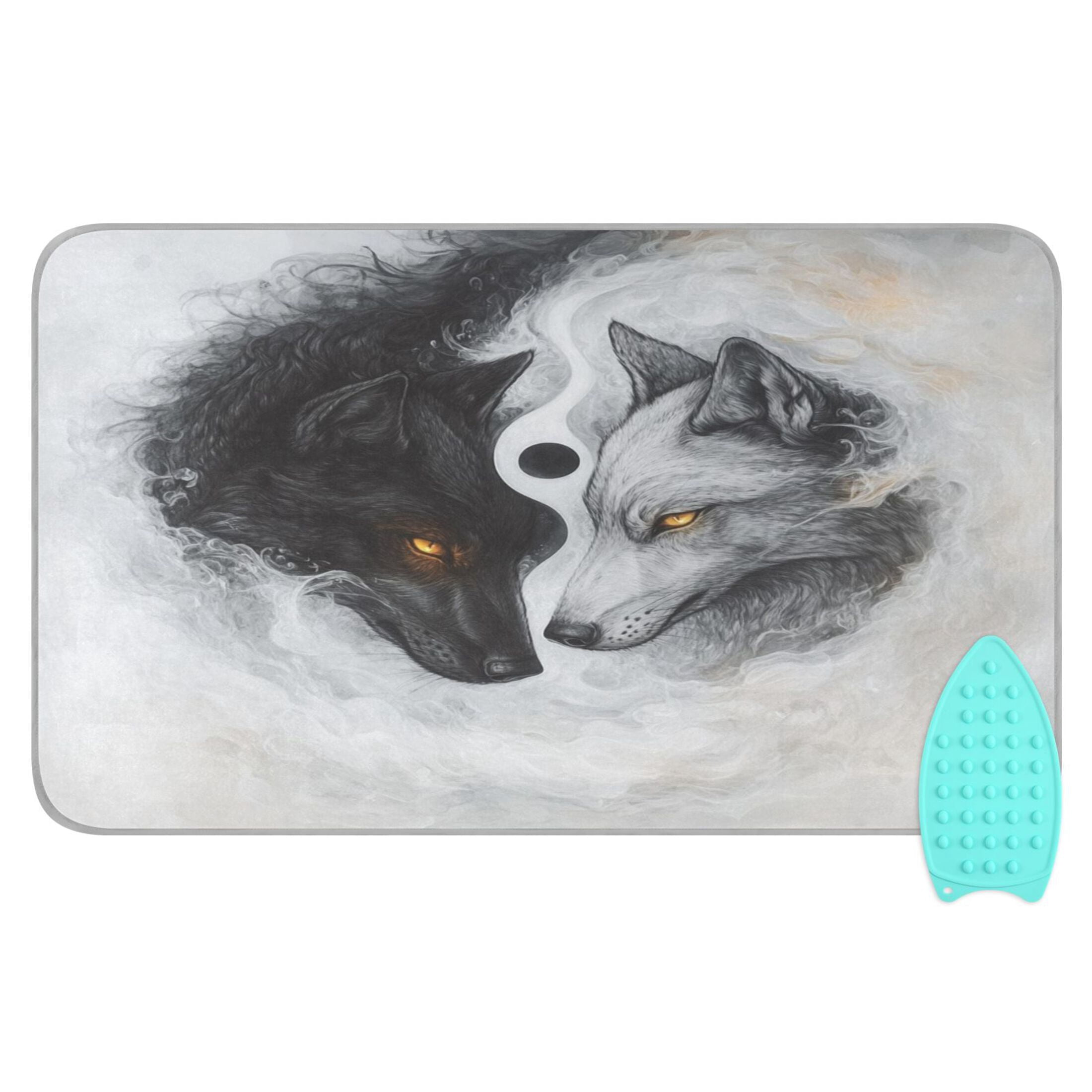 Wobogo Black White Wolf Pattern Ironing Mat Blanket Quilted Washer ...