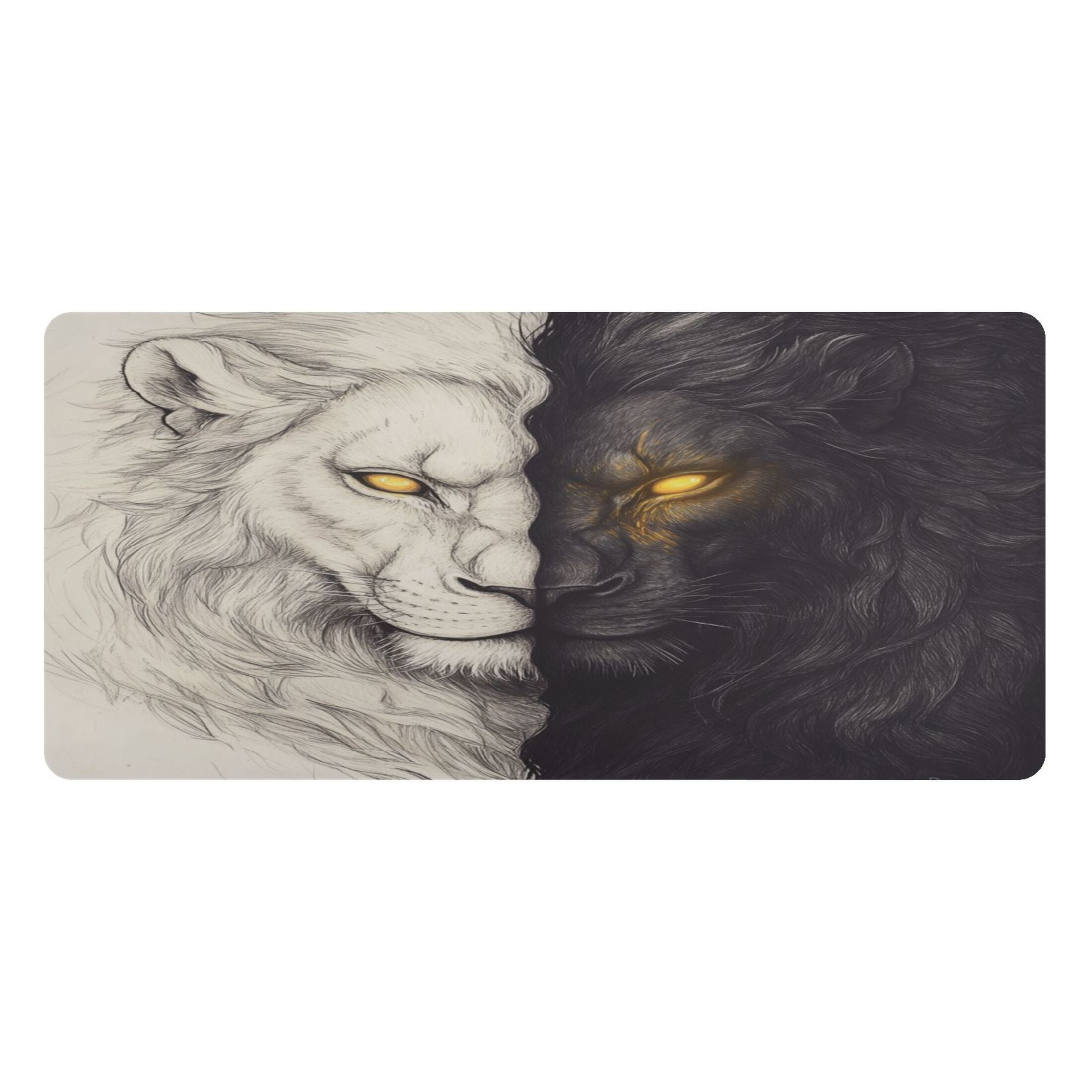 Wobogo Black and White Lion Gaming Mouse Pad Non-slip Leather Desk Mat ...