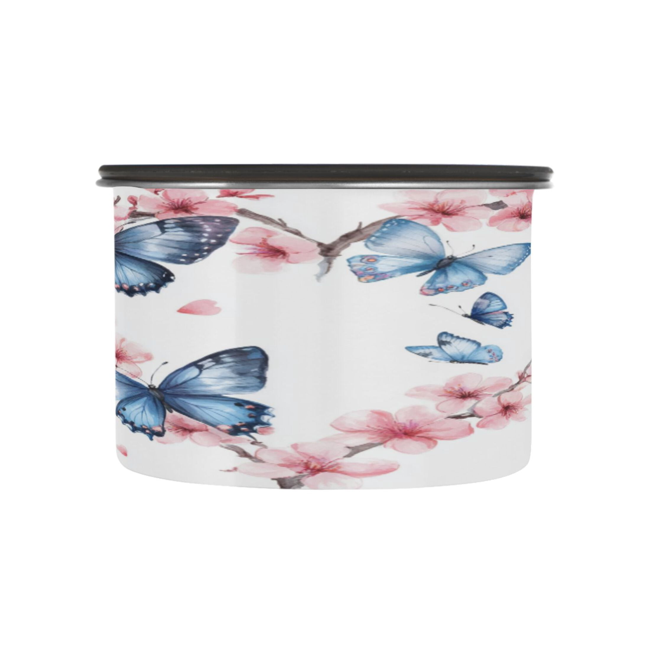 Wobogo Blue Butterfly Pink Floral Food Storage Jars 304 Food Grade ...