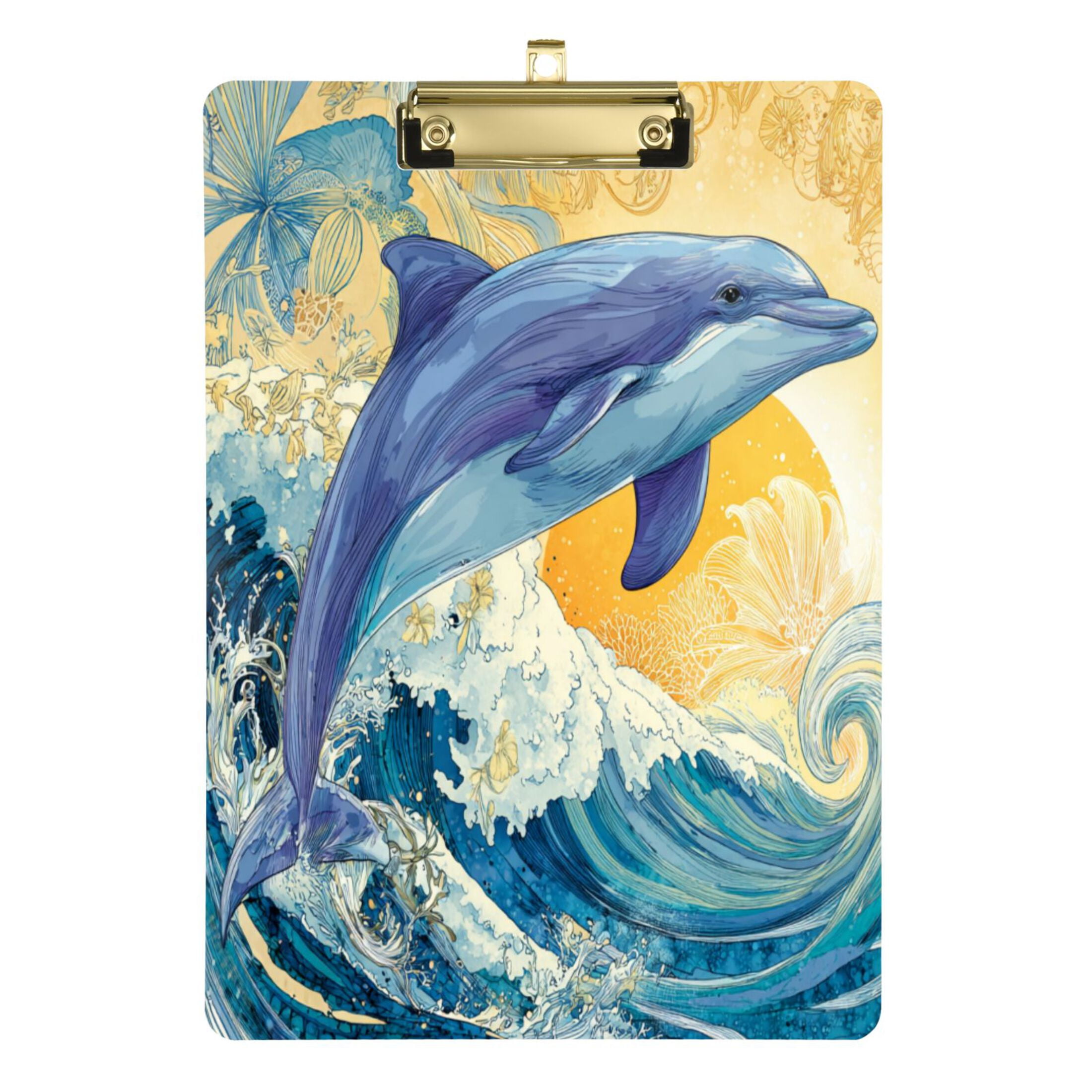 Wobogo Blue Dolphin Acrylic Writing Pad Gold Clip Stardard Size A4 ...