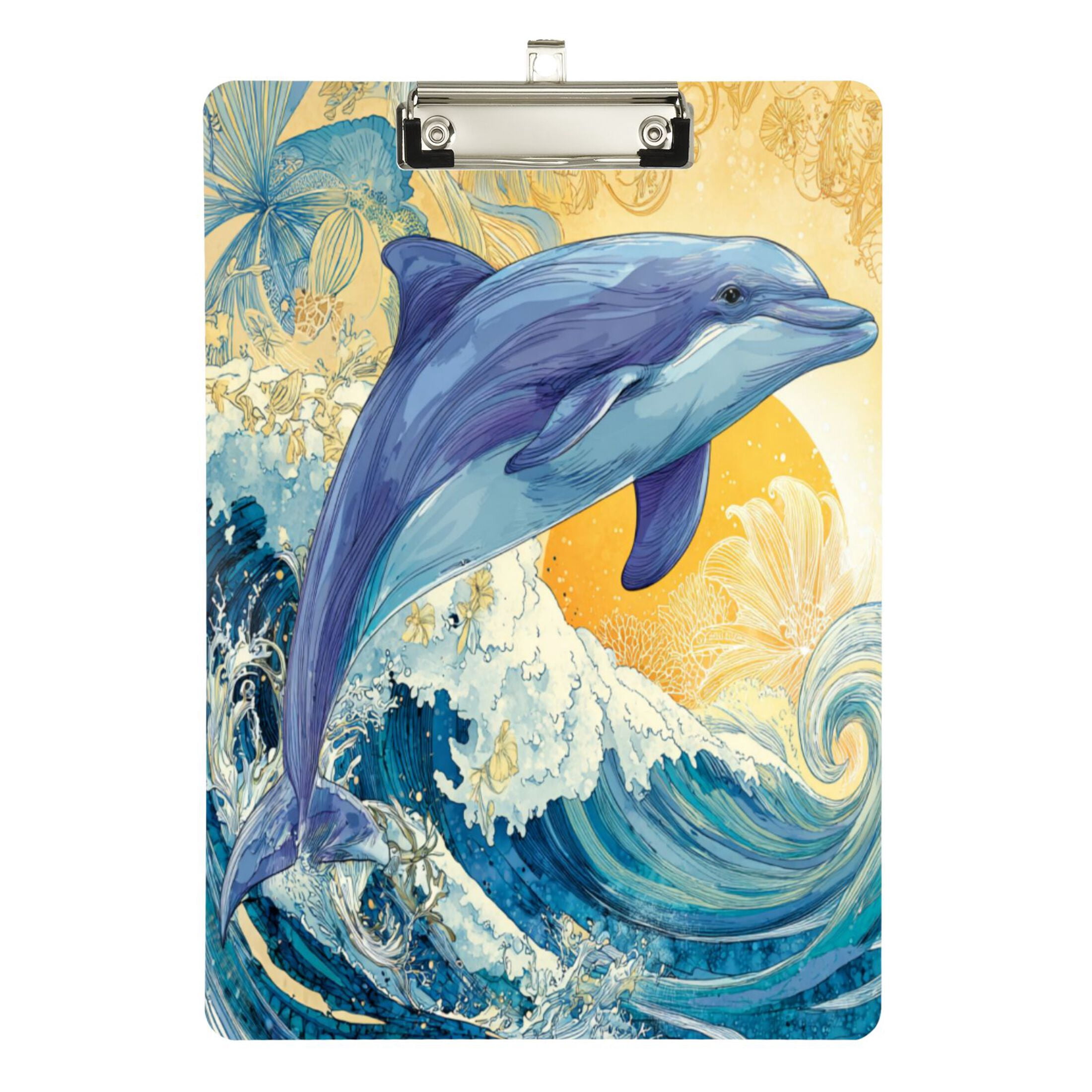 Wobogo Blue Dolphin Acrylic Writing Pad Silver Clip Stardard Size A4 ...