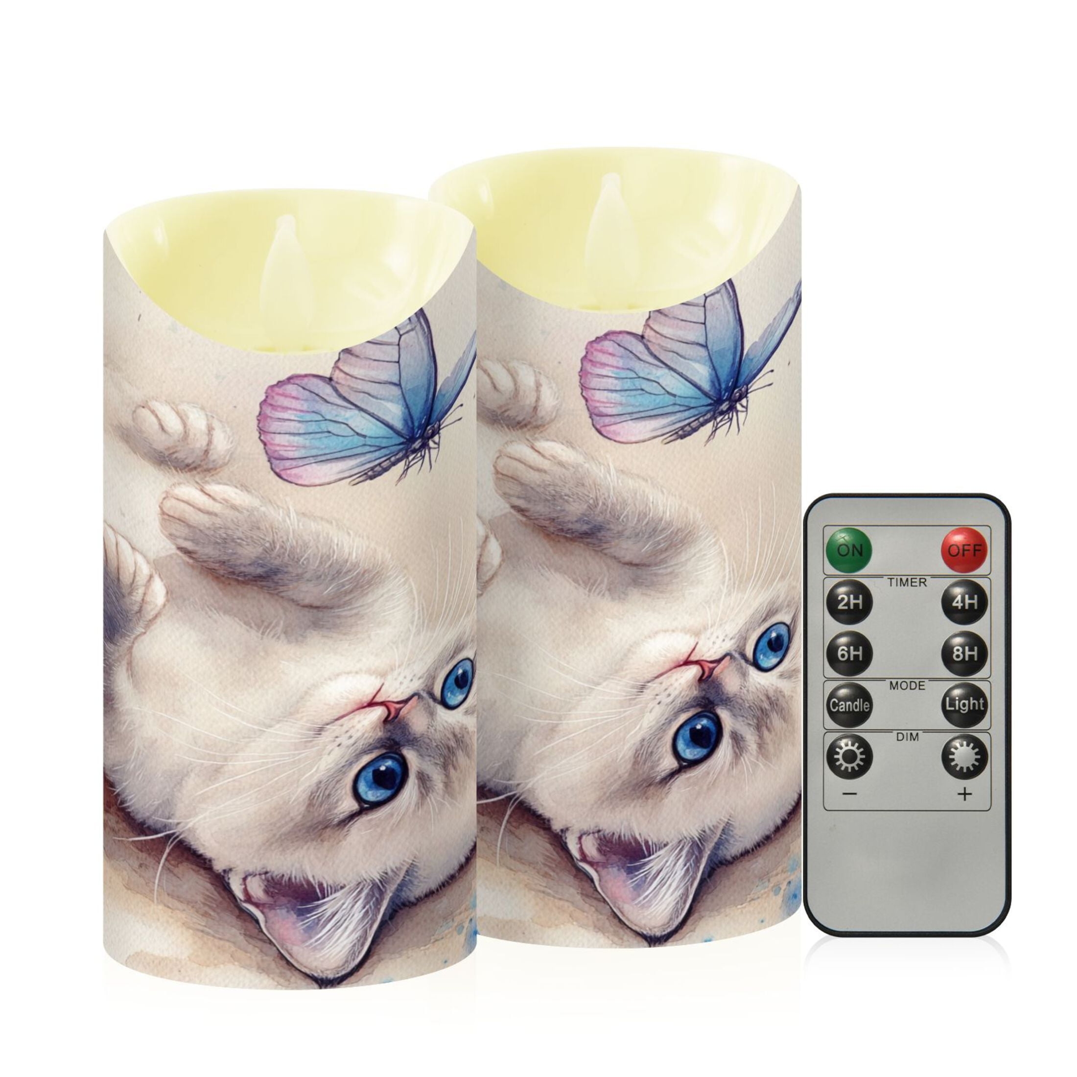 Wobogo Blue Eyes Ragdoll Cat Flameless Candles with Remote Battery ...