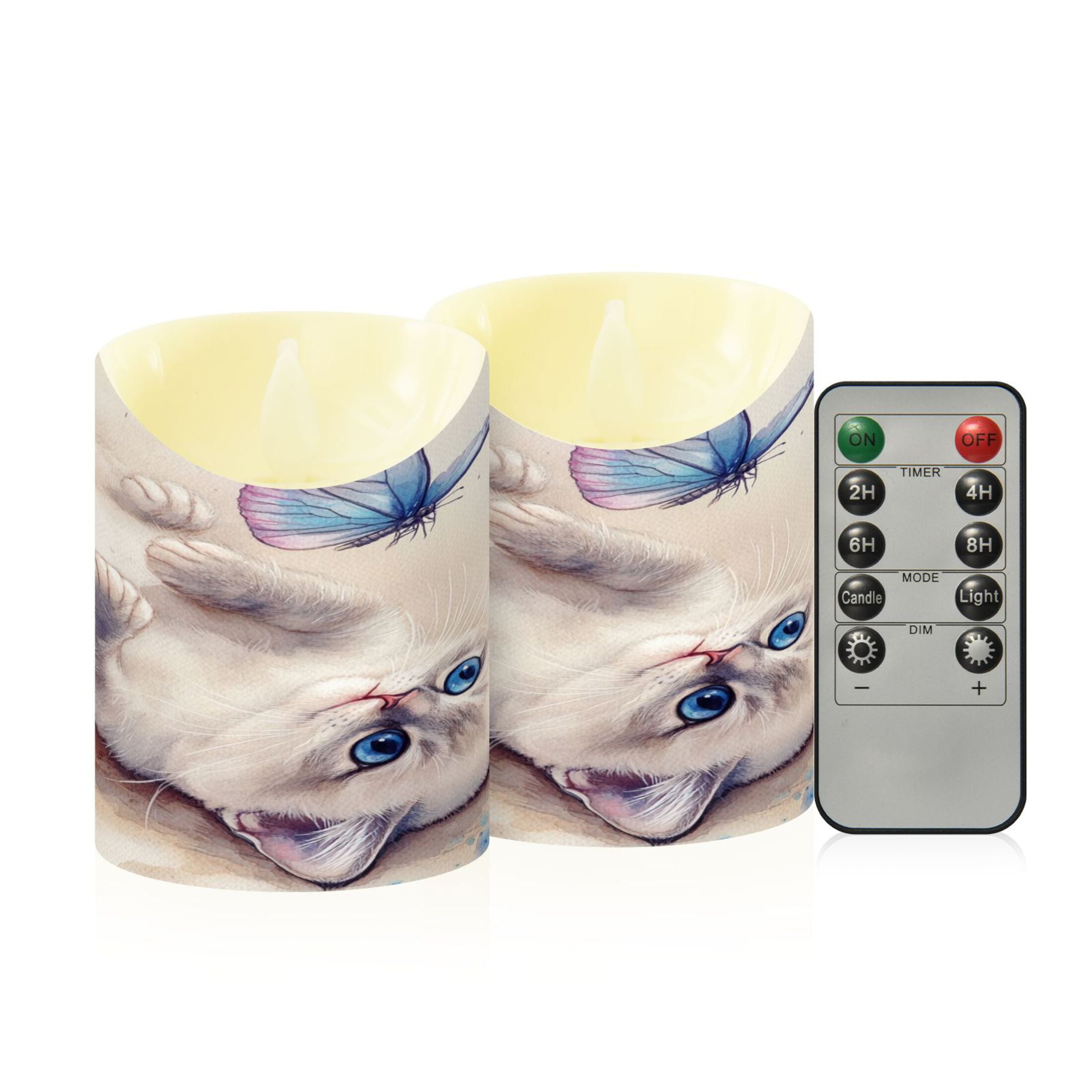 Wobogo Blue Eyes Ragdoll Cat Flameless Candles with Remote Battery ...