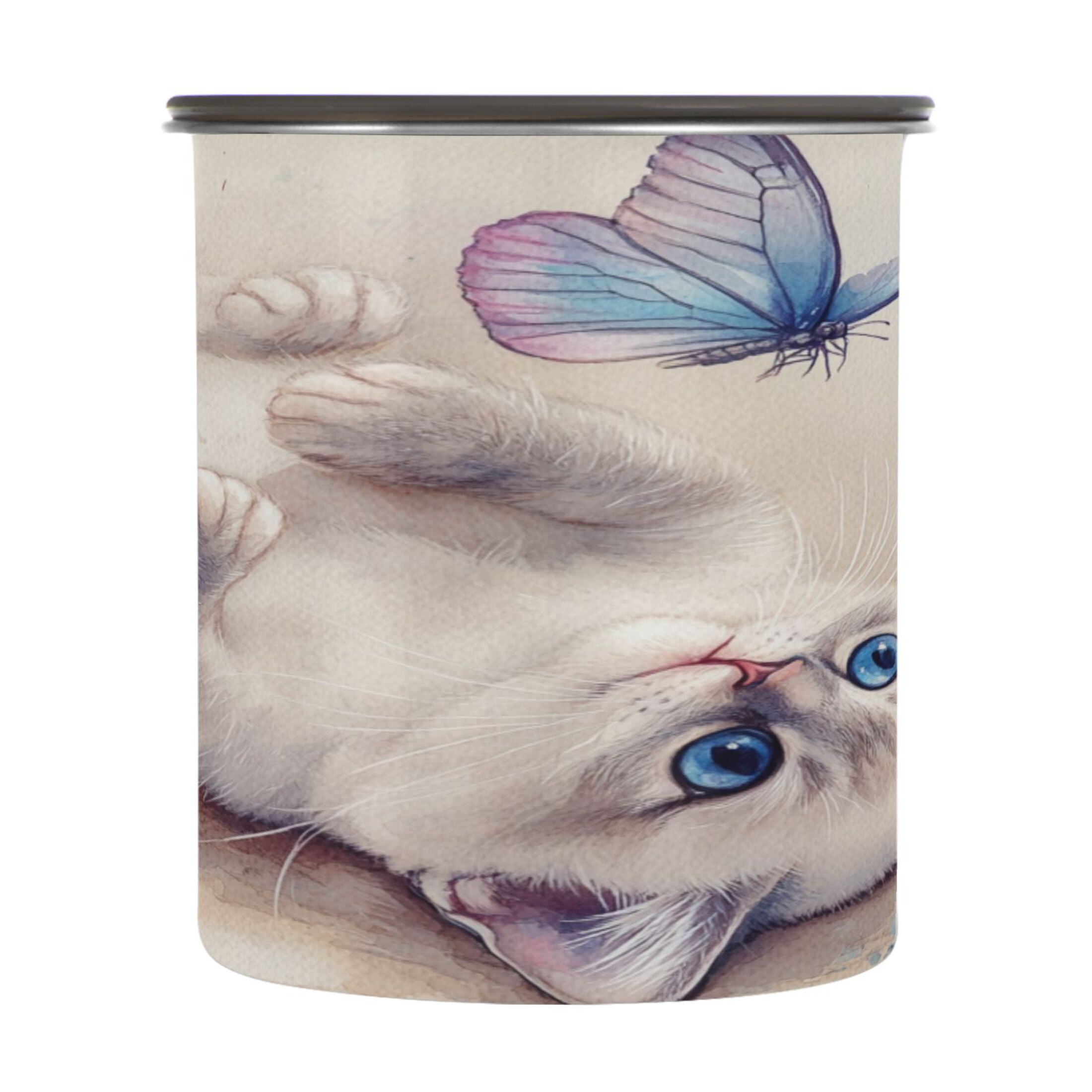 Wobogo Blue Eyes Ragdoll Cat Food Storage Jars 304 Food Grade Stainless ...
