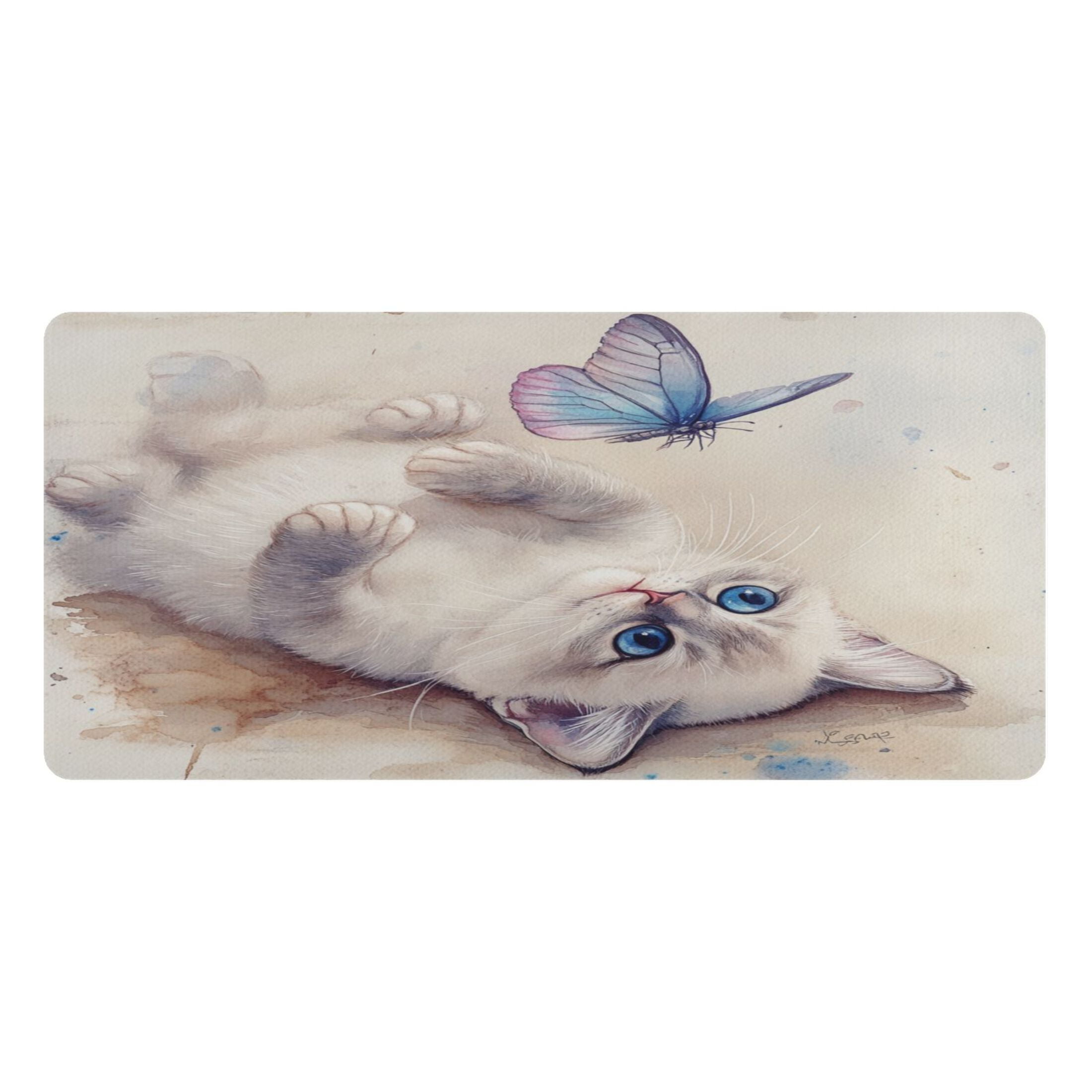 Wobogo Blue Eyes Ragdoll Cat Gaming Mouse Pad Non-slip Leather Desk Mat ...