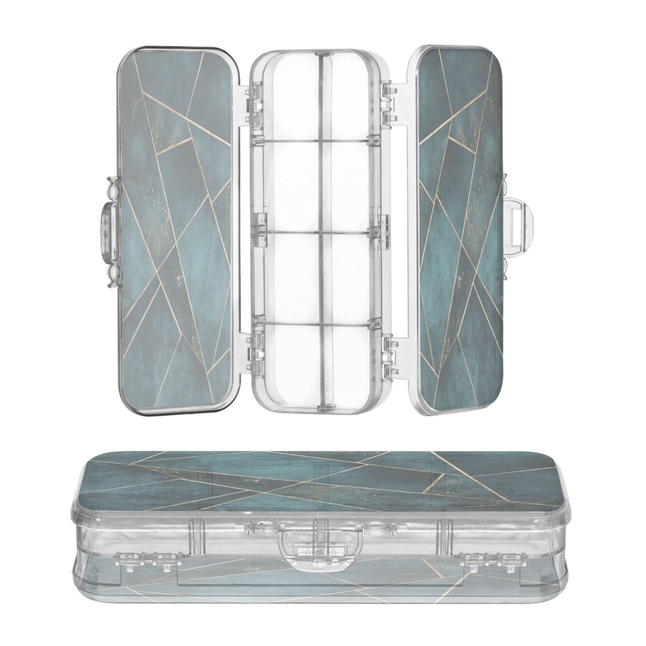 Wobogo Blue Gold Foil Pattern Clear Pencil Case Plastic Pencilboxes ...