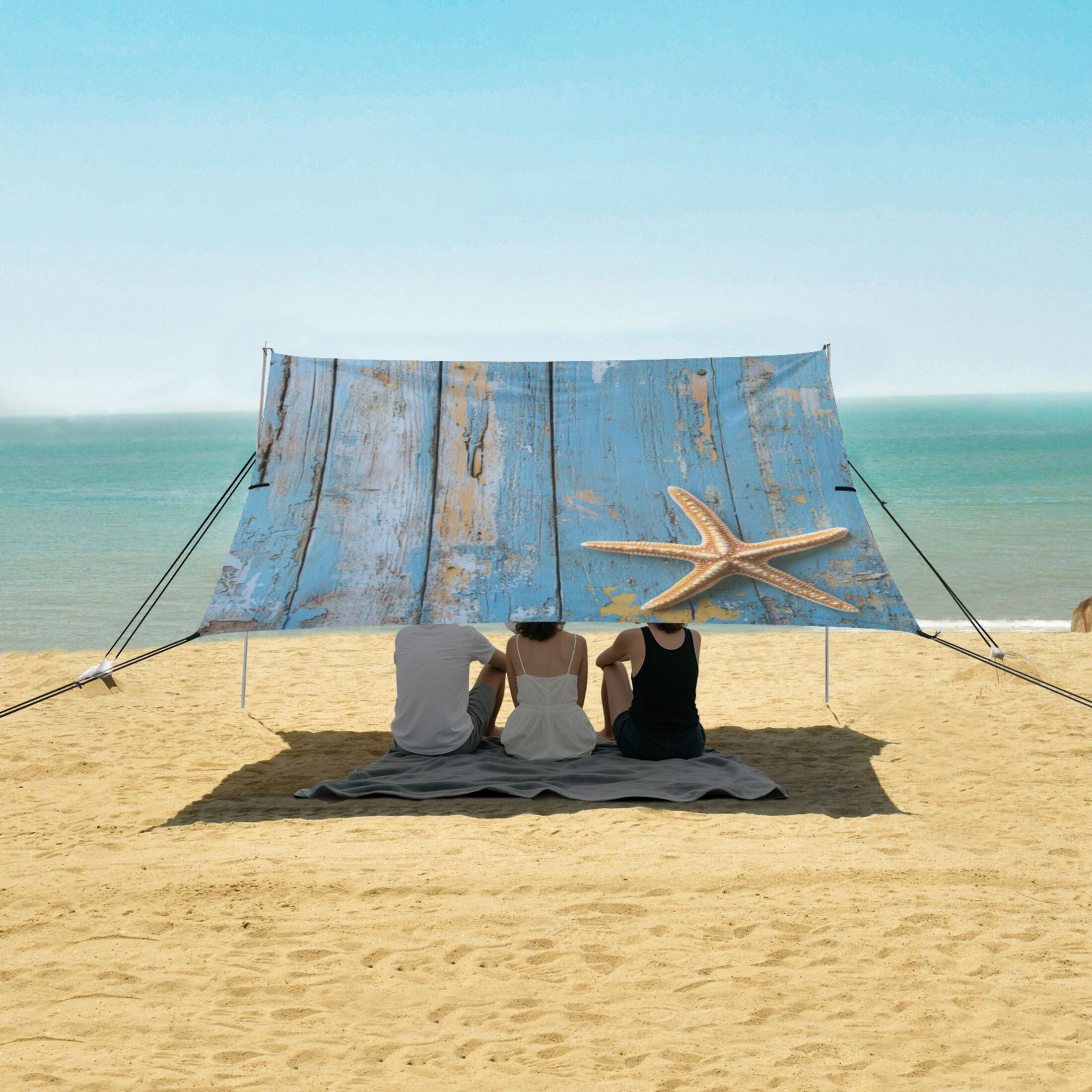 Wobogo Blue Plank Starfish Beach Tent Camping Sun Shelter 110 x 125in ...