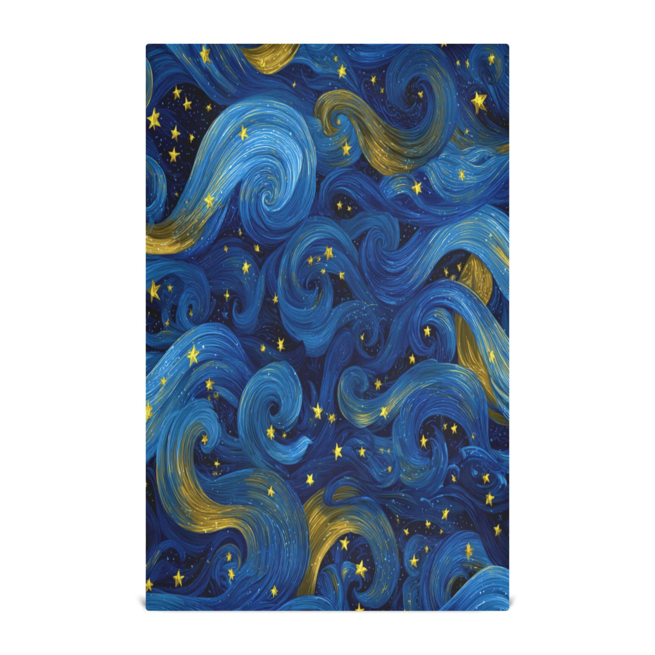 Wobogo Blue Swirled Waves Kitchen Towel 6 Piece Large Cotton Dishcloth ...