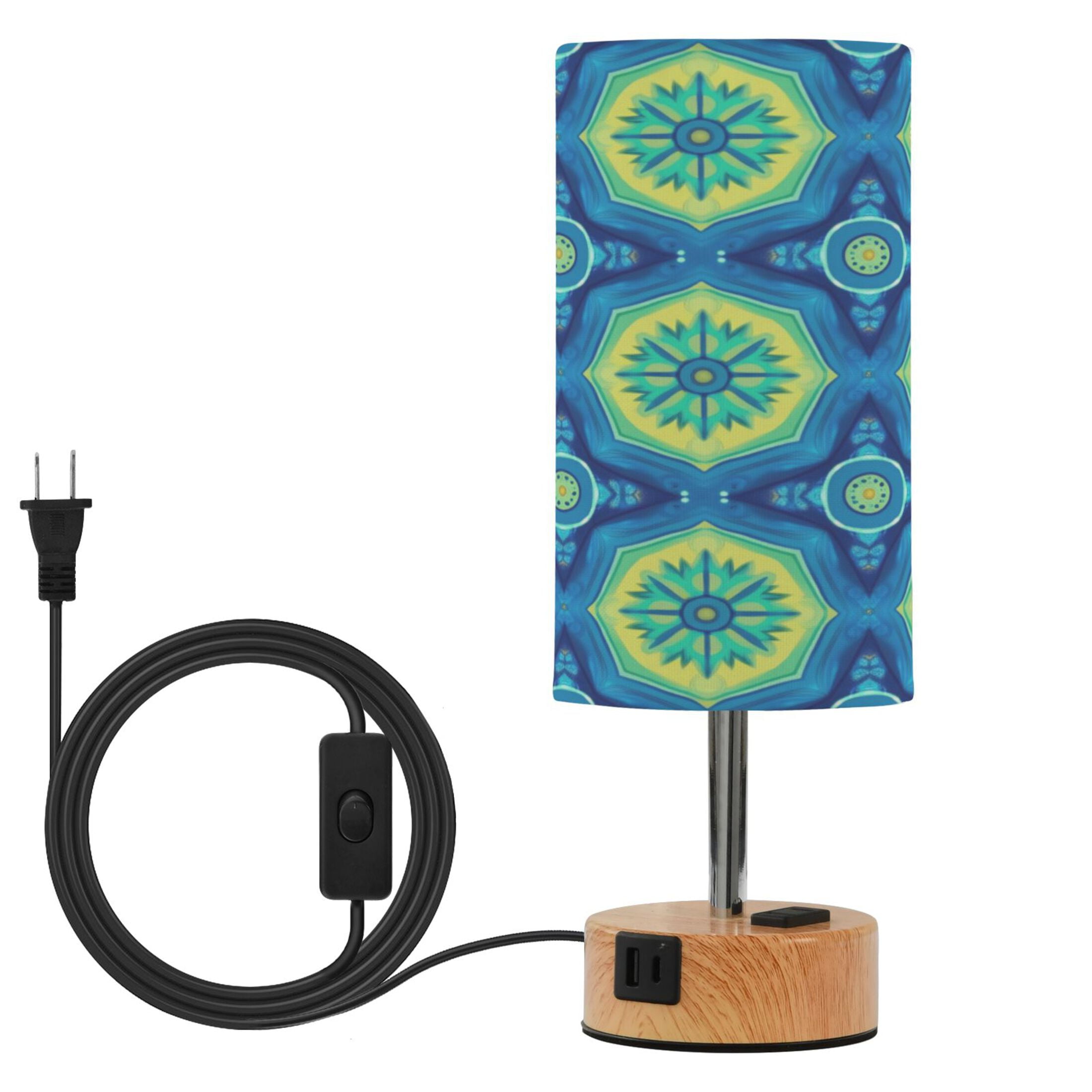 Wobogo Blue Tribal Style Pattern Bedside Lamp Touch Control Table Lamp ...