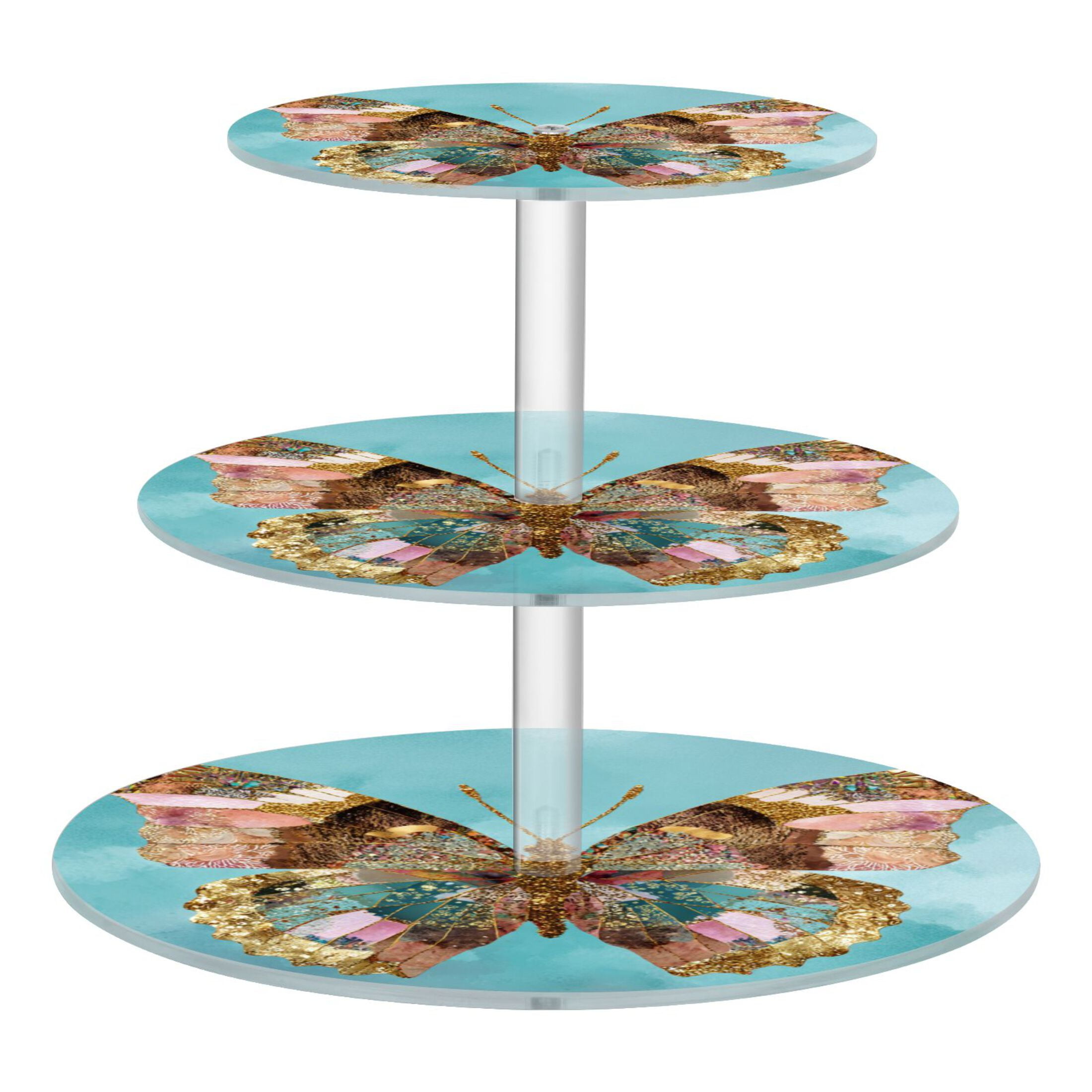 Wobogo Bohemian Style Butterfly 3 Tier Acrylic Cake Stand with Clear ...