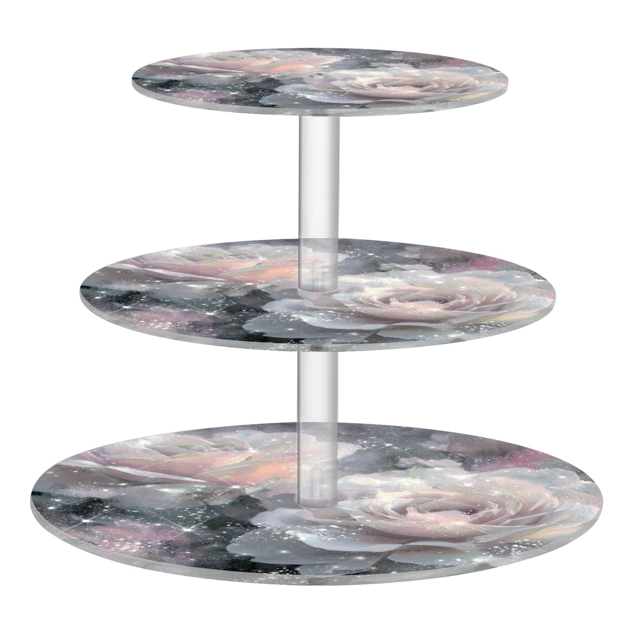 Wobogo Brilliant Rose 3 Tier Acrylic Cake Stand with Clear Round Hold ...