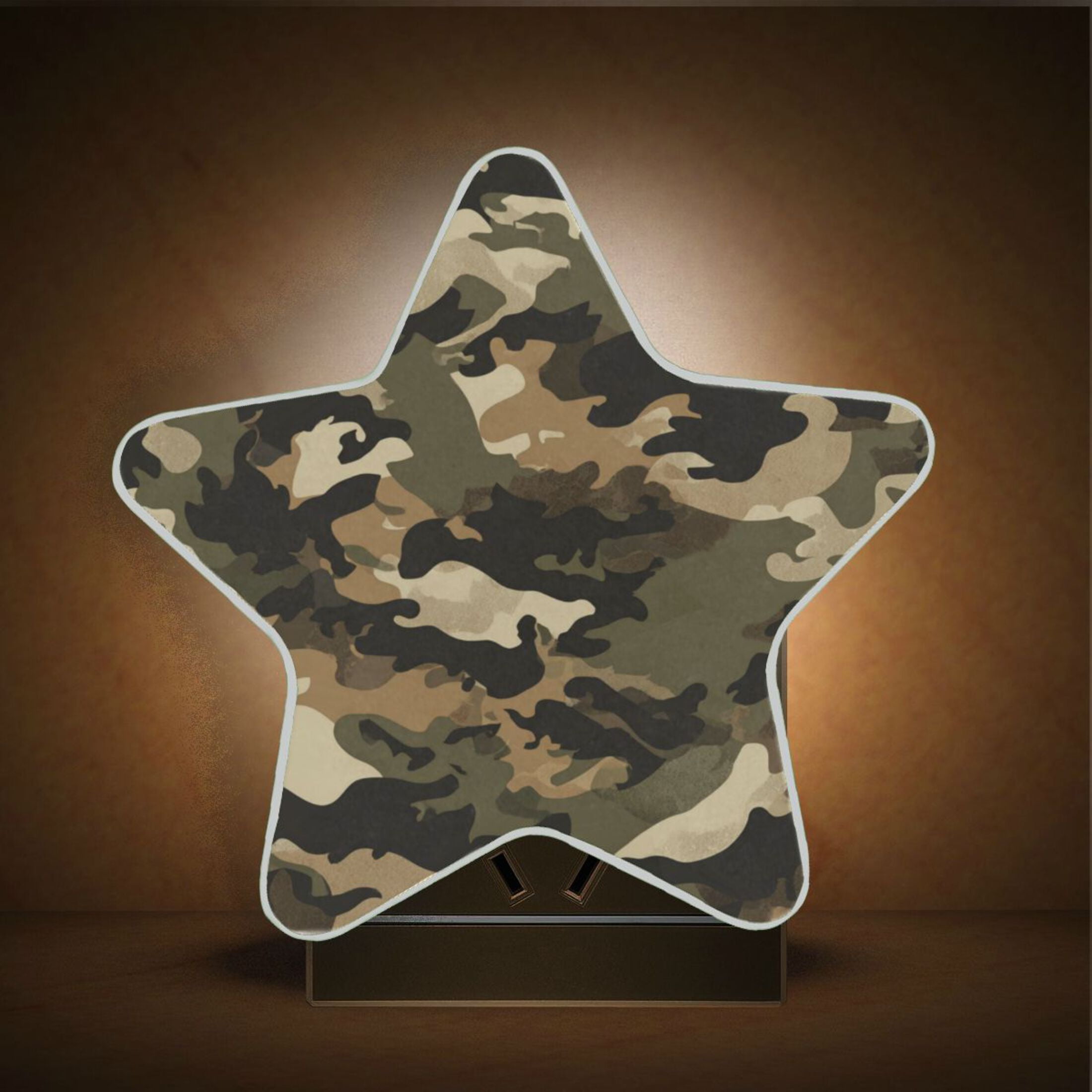 Wobogo Brown Camouflage LED Star Night Light 0.2 Watt Wall Plug Dusk to ...