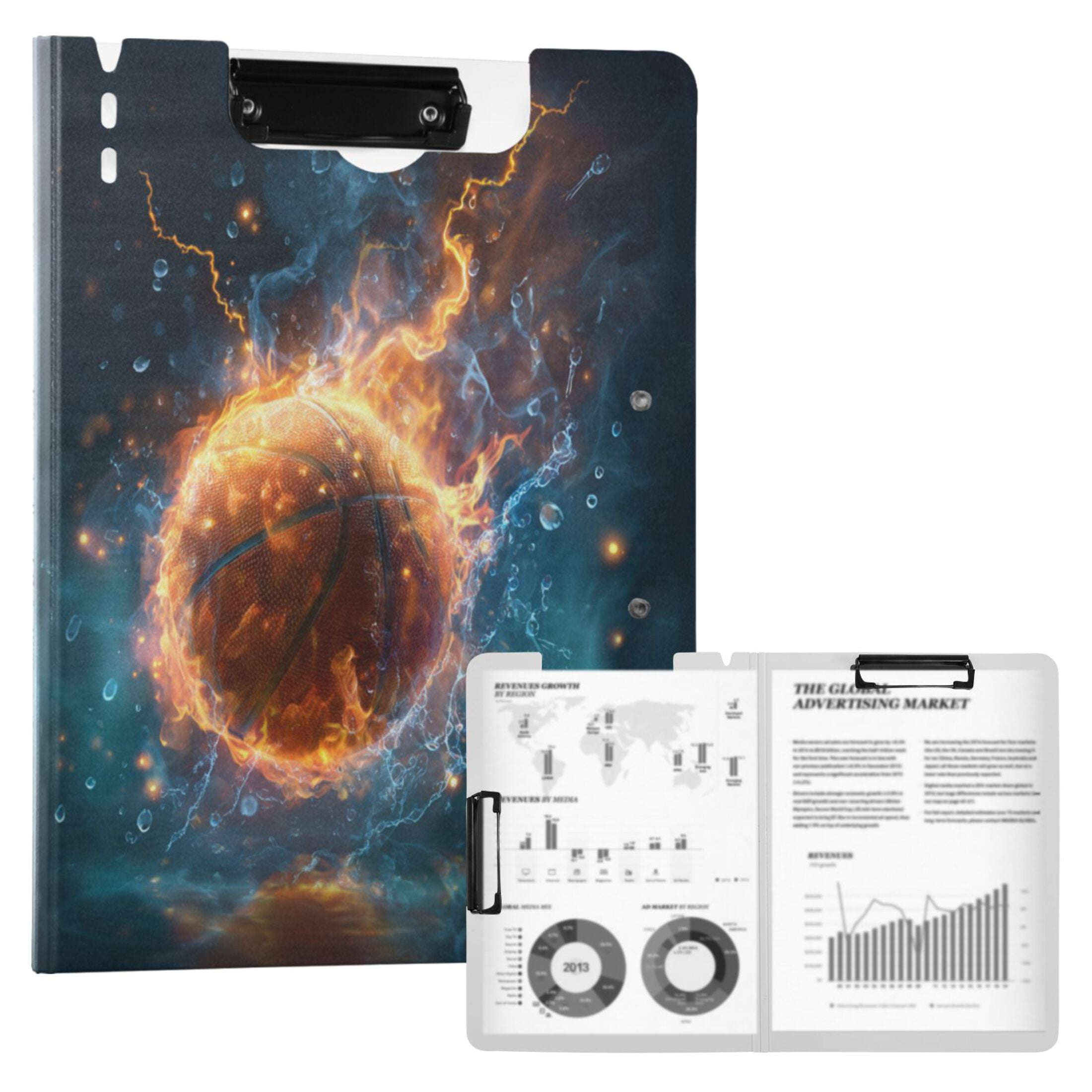 Wobogo Burning Basketball A4 Foldable Clipboard with Horizontal and ...